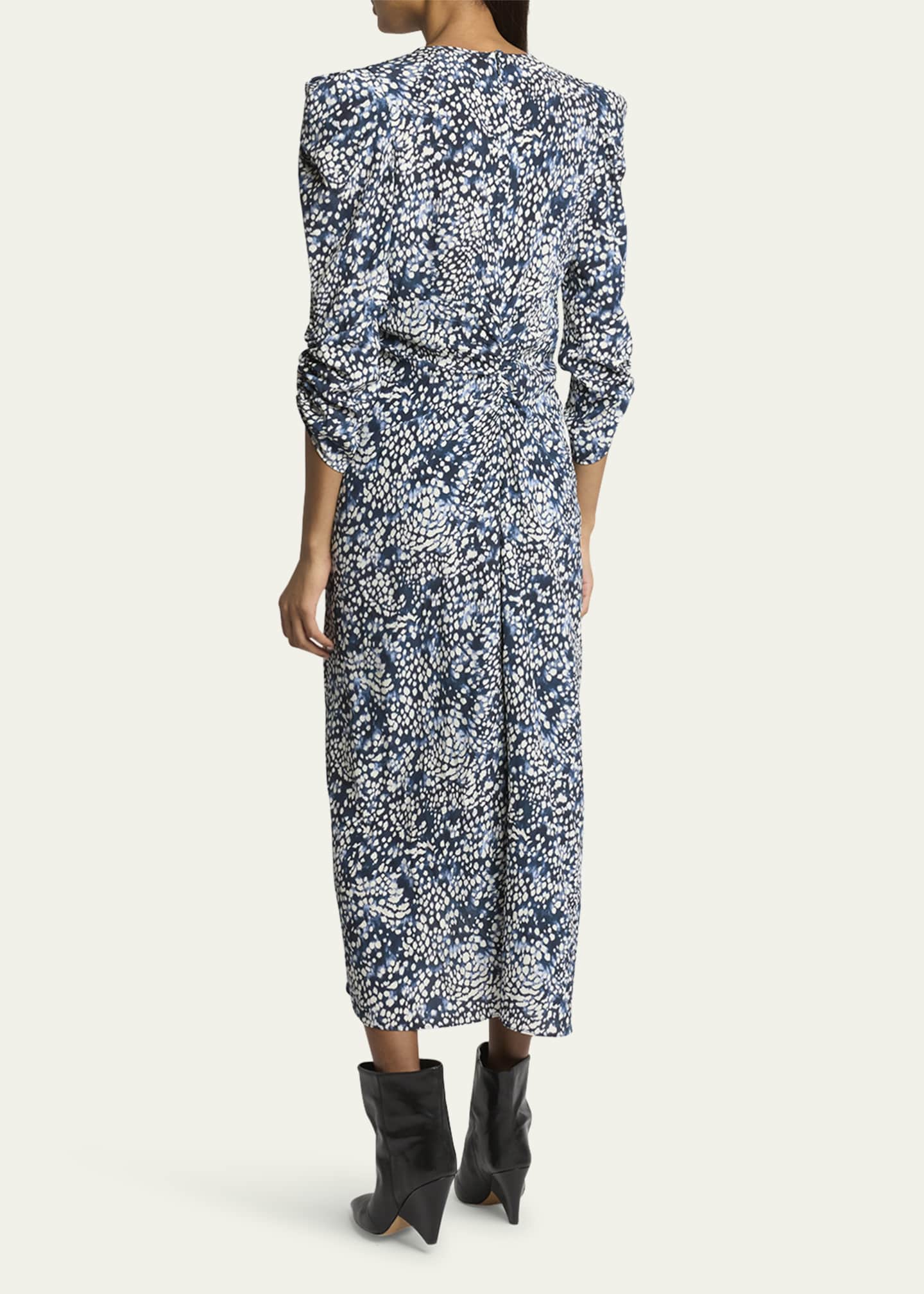 Isabel Marant Albini Ruched Floral-Print Midi Dress - Bergdorf Goodman