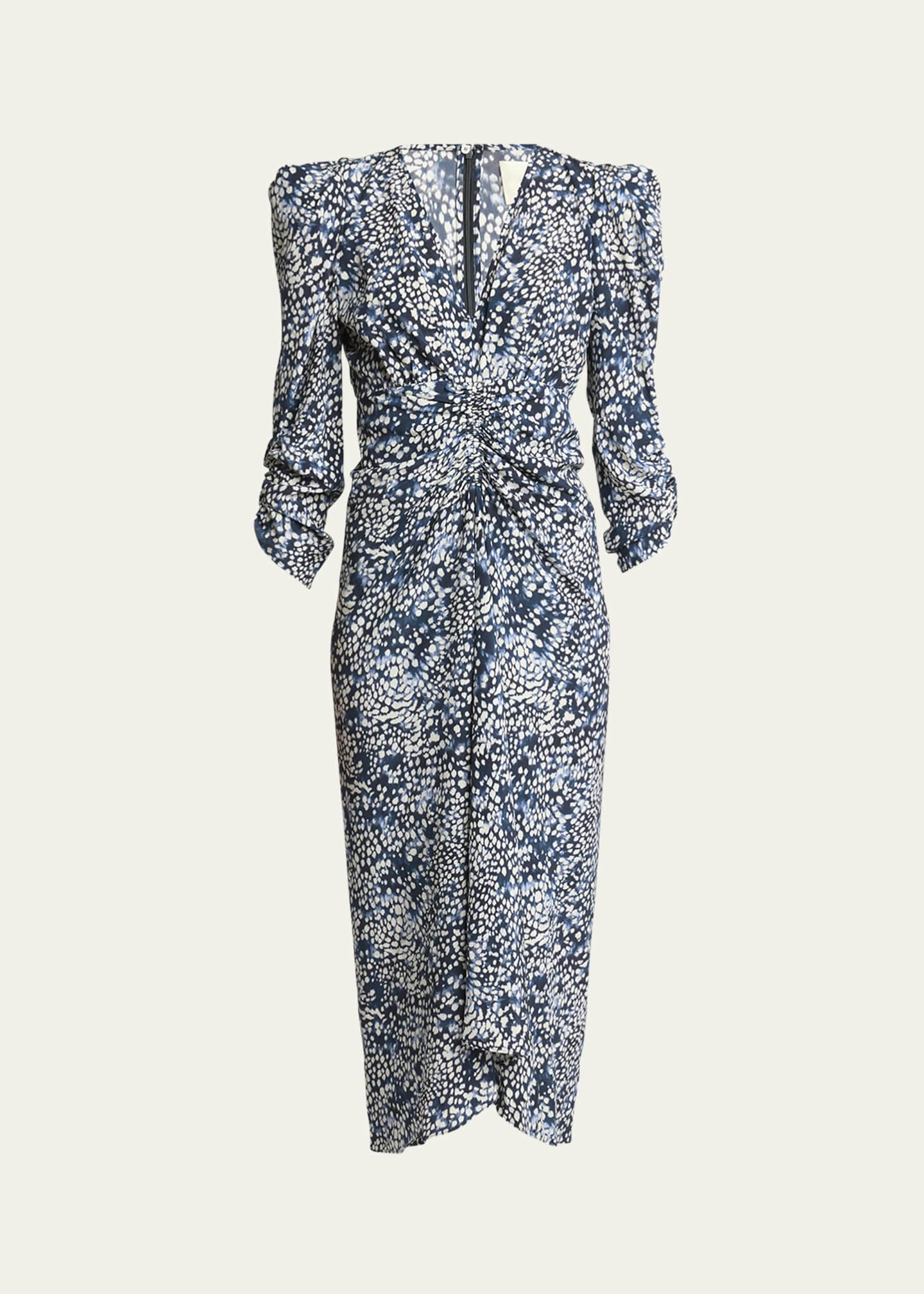 Isabel Marant Albini Ruched Floral-Print Midi Dress - Bergdorf Goodman