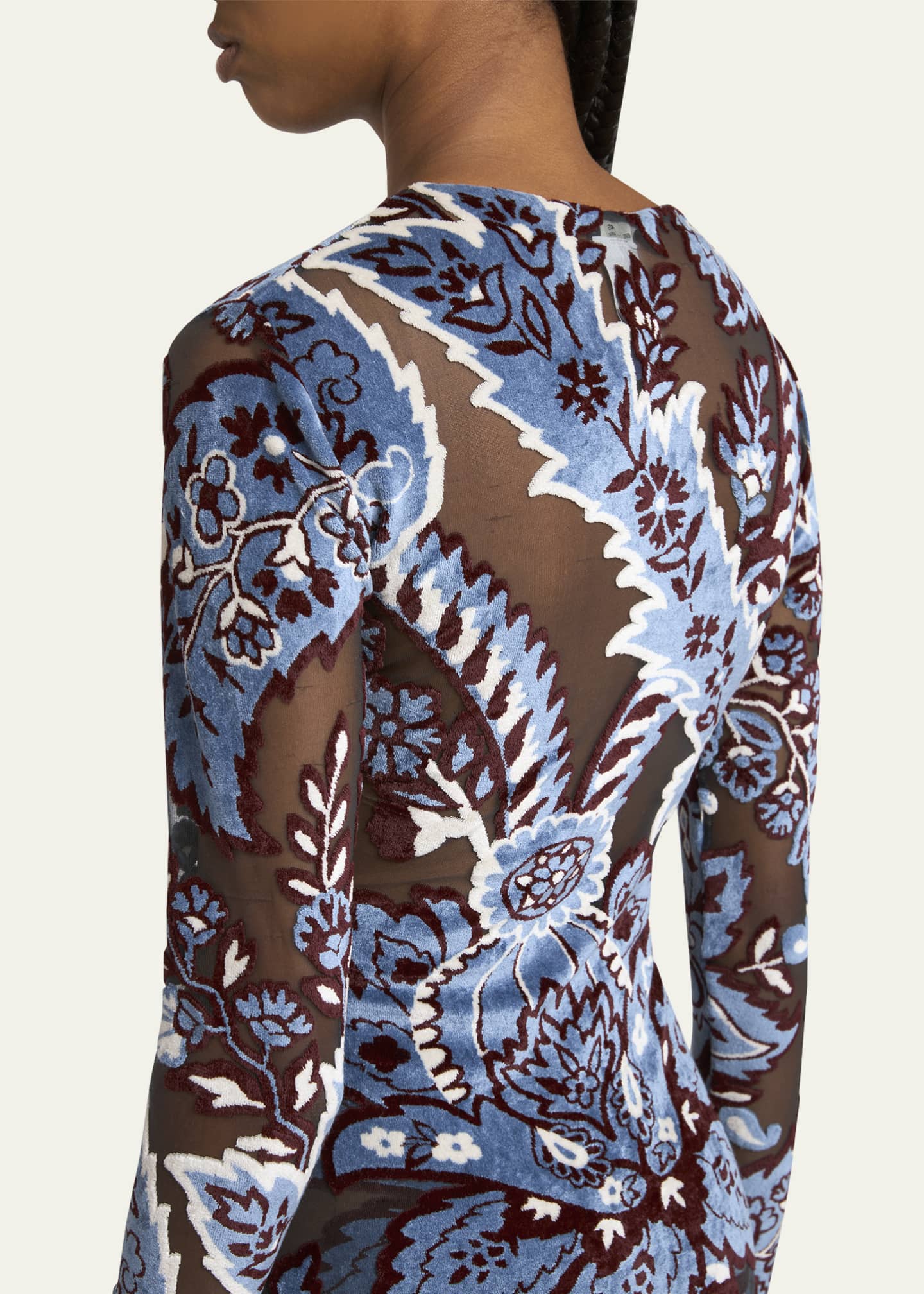Etro Velvet Printed Sheer Top - Bergdorf Goodman