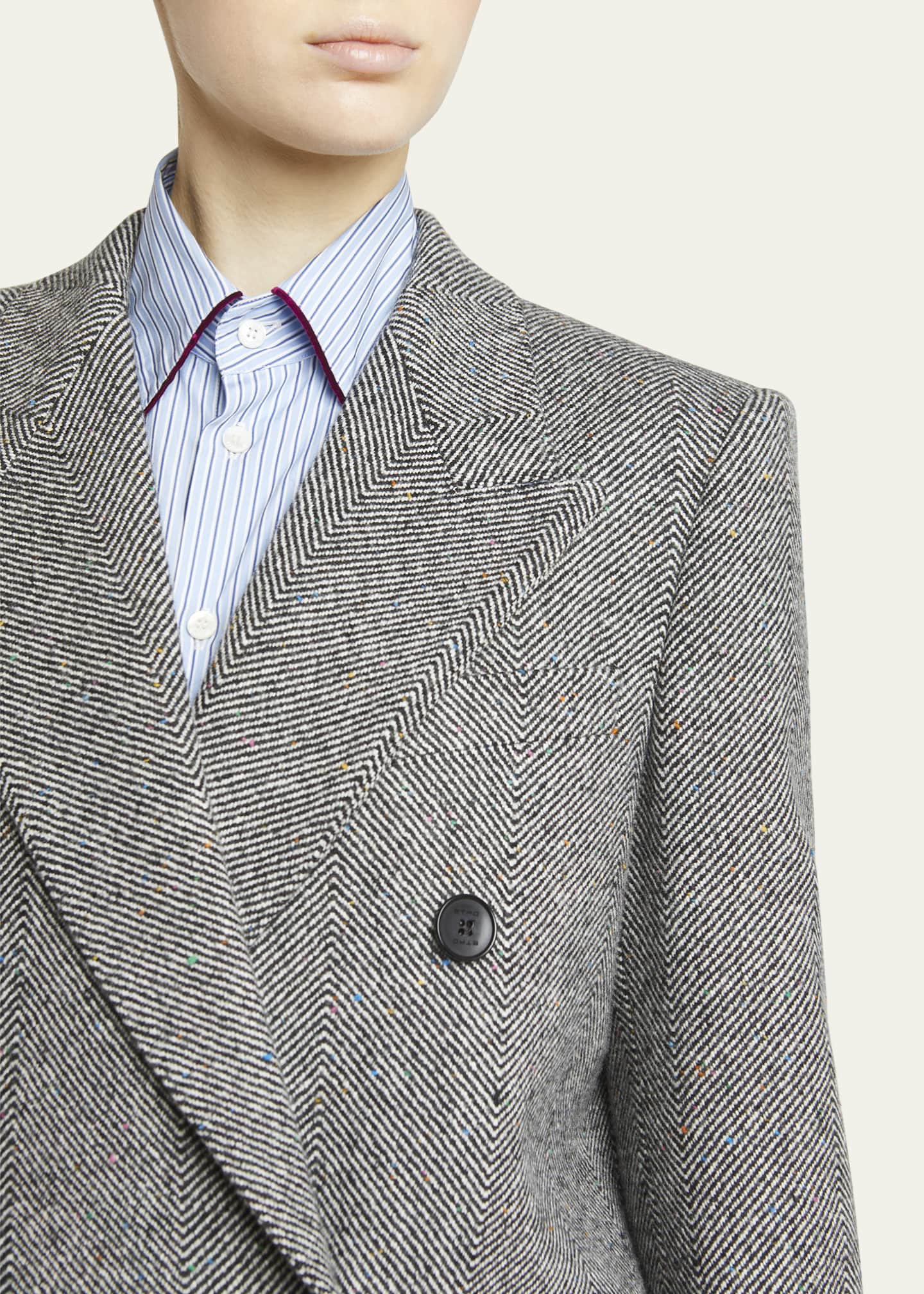 Etro Long Chevron Double-Breasted Wool Coat - Bergdorf Goodman