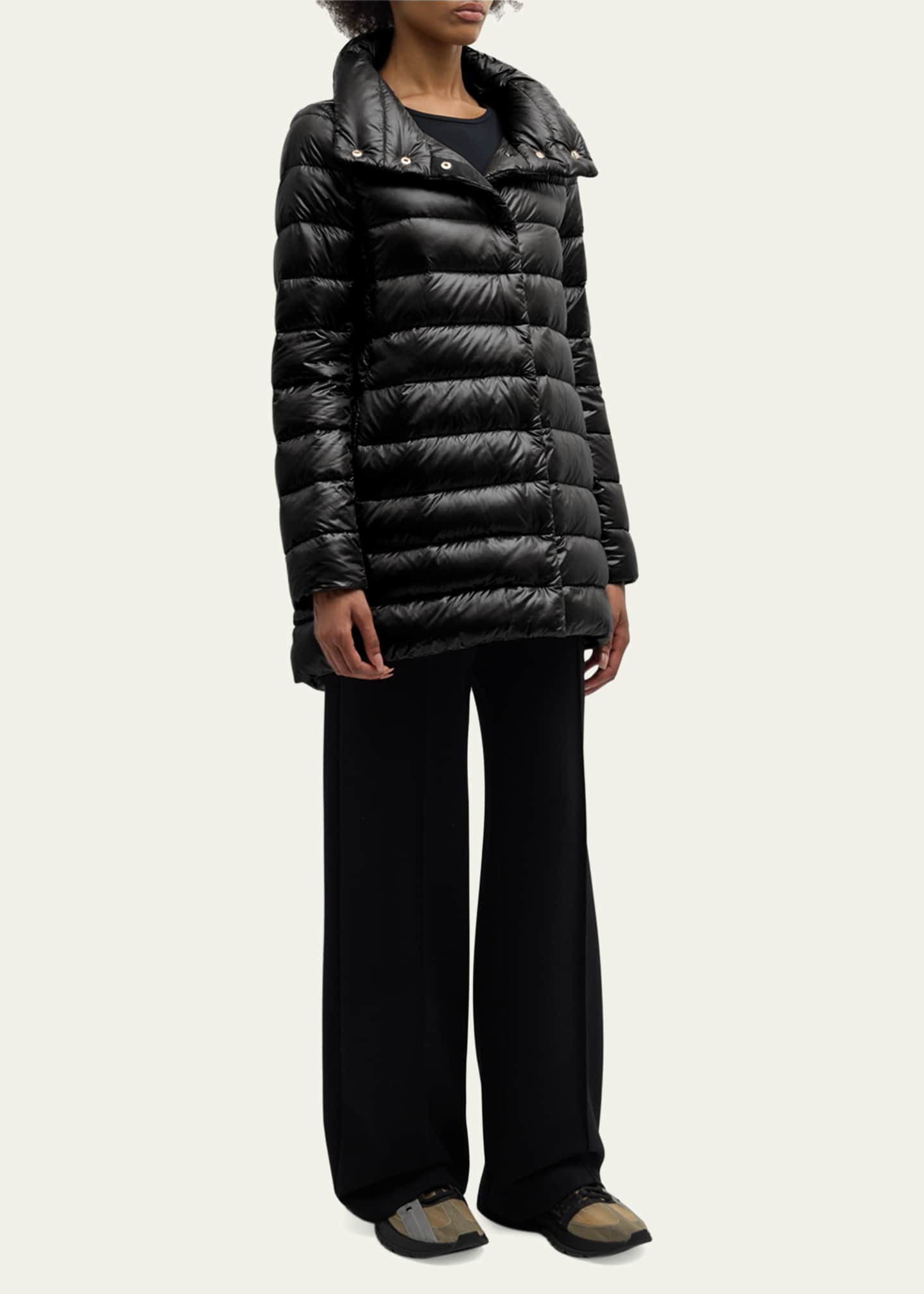 Herno Amelia Water-Resistant Ultralight Nylon A-Line Puffer Jacket ...