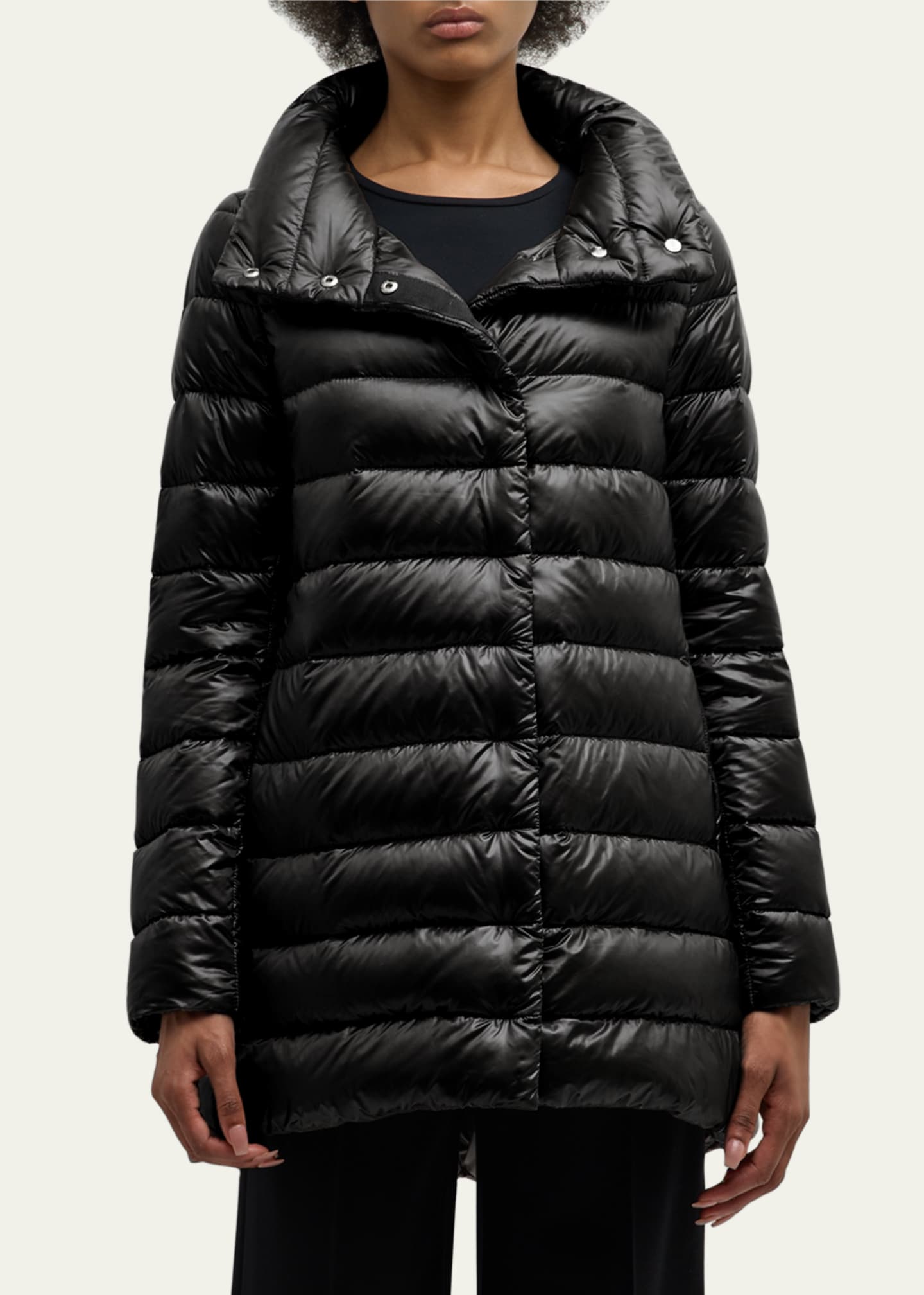 Herno Amelia Water-Resistant Ultralight Nylon A-Line Puffer Jacket ...