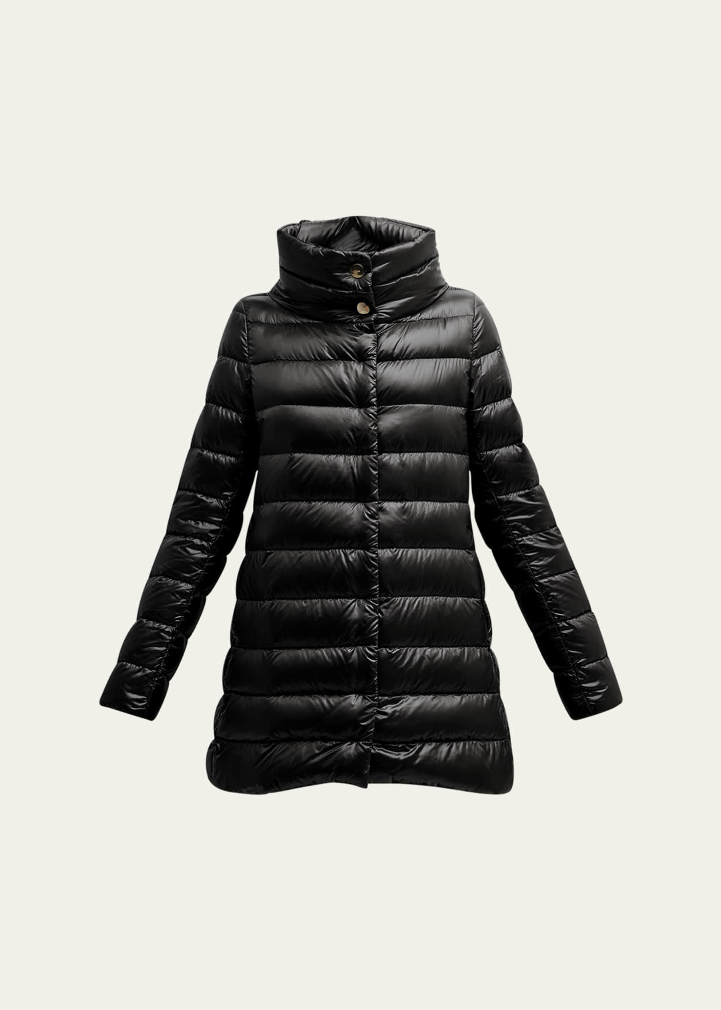 Herno Amelia Water-Resistant Ultralight Nylon A-Line Puffer Jacket ...