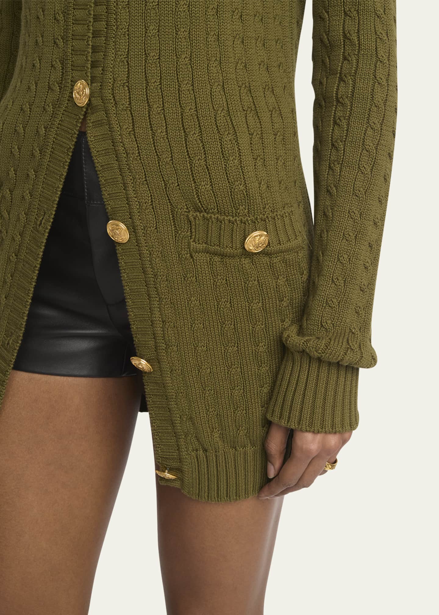 Chloe Cable-Knit Cardigan with Gold-Tone Buttons - Bergdorf Goodman