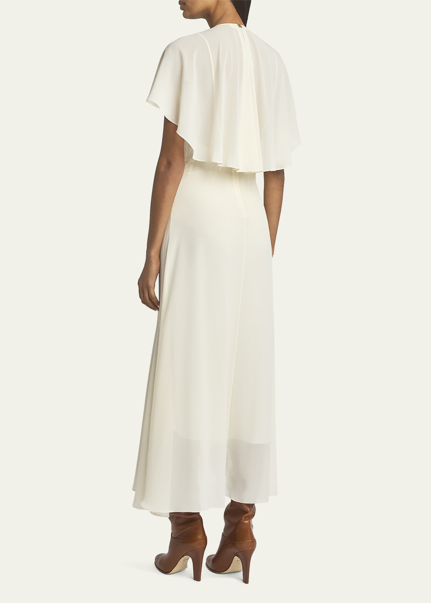 Chloe Silk Georgette Flutter-Sleeve Maxi Dress - Bergdorf Goodman