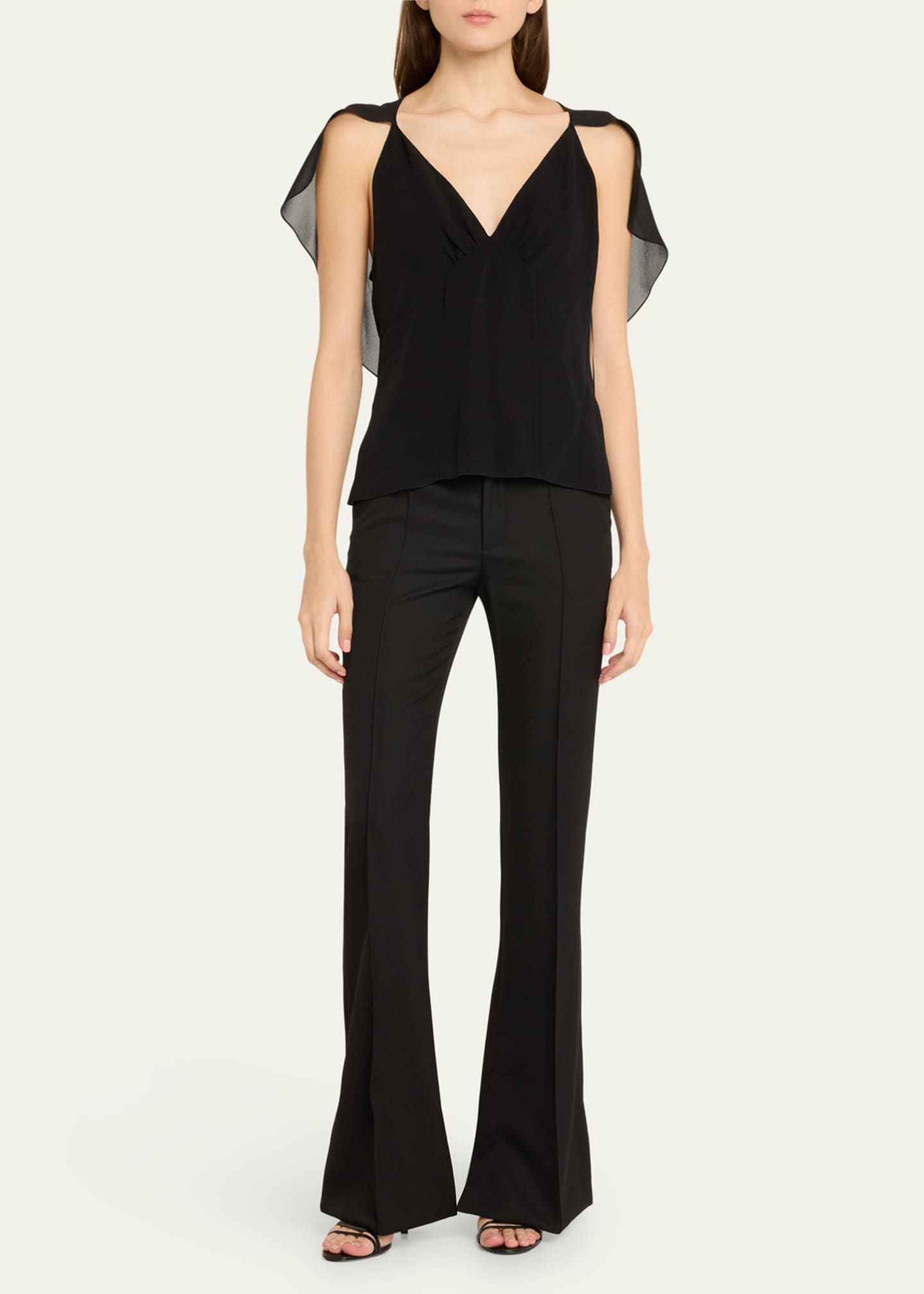 Chloe Flutter-Sleeve Cape Silk Top - Bergdorf Goodman