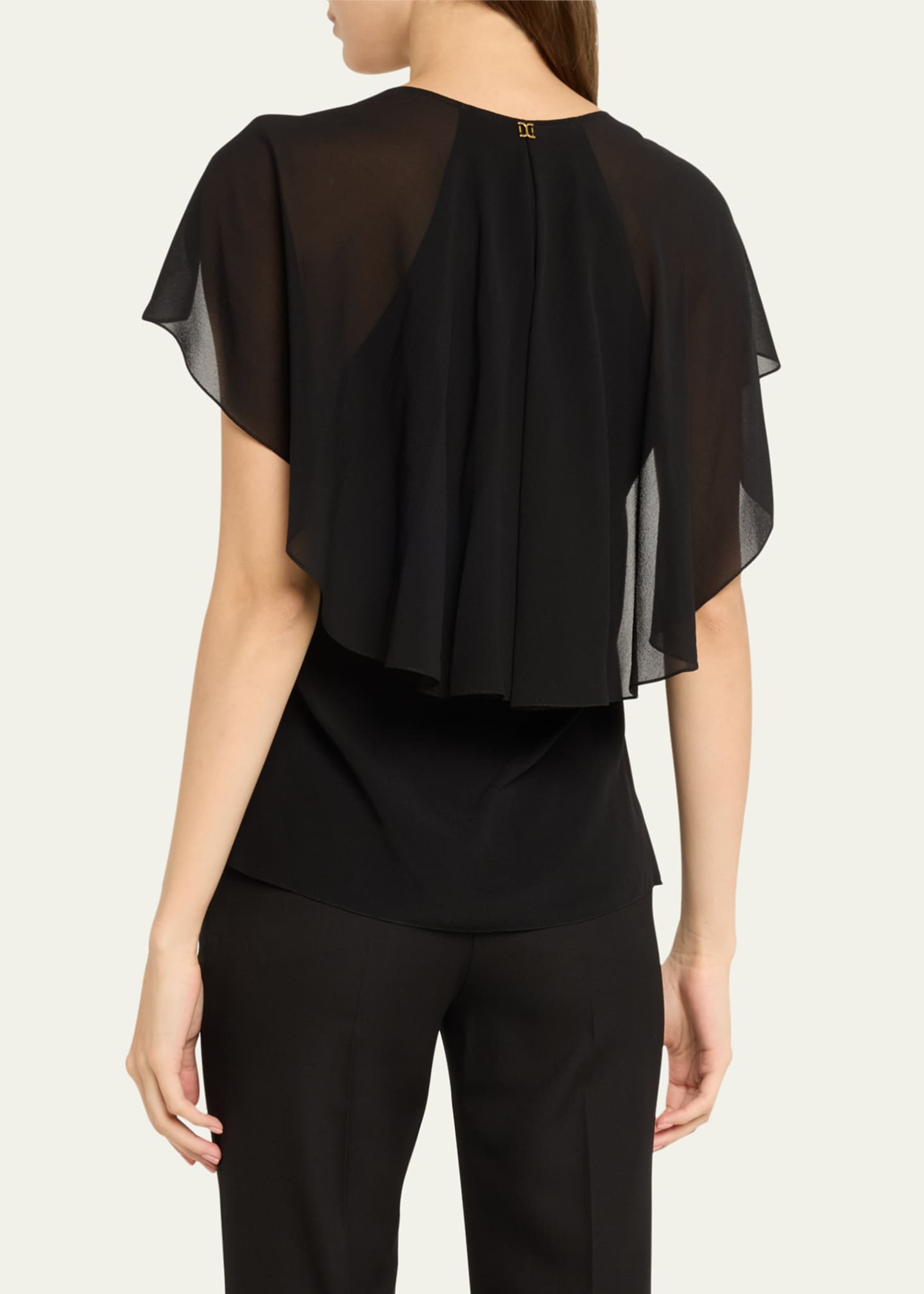 Chloe Flutter-Sleeve Cape Silk Top - Bergdorf Goodman