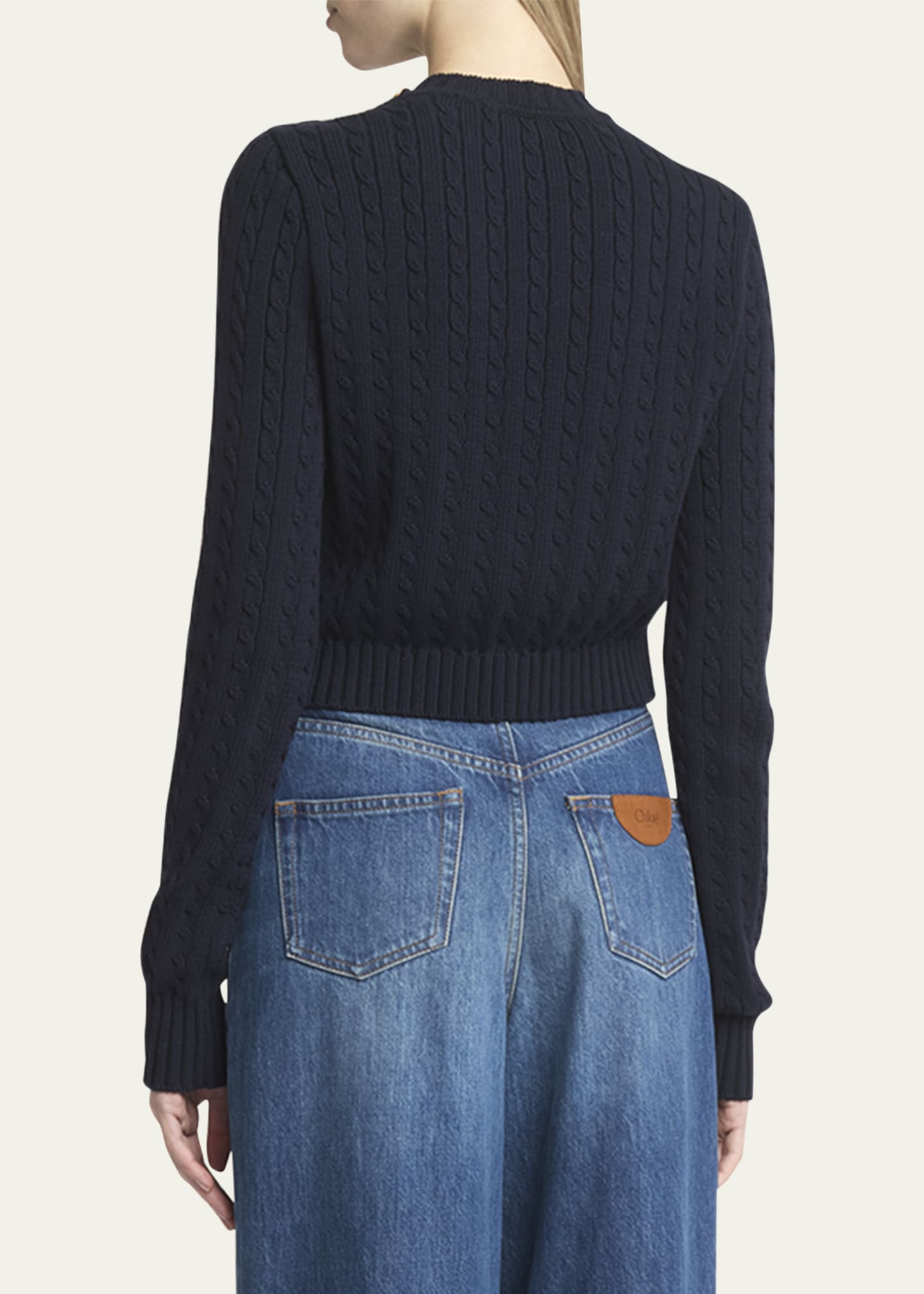 Chloe Cable Knit Button Shoulder Sweater - Bergdorf Goodman