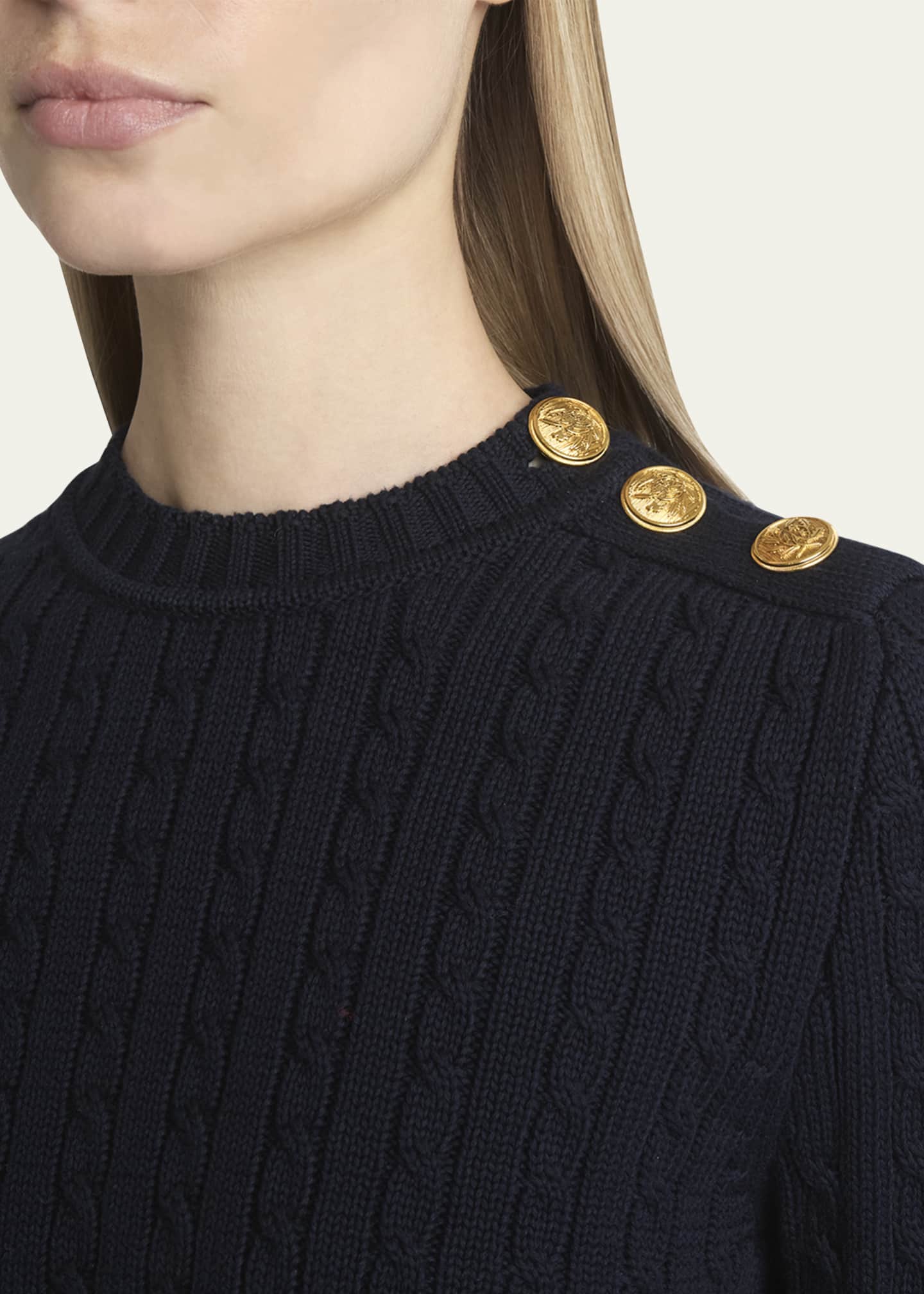 Chloe Cable Knit Button Shoulder Sweater - Bergdorf Goodman