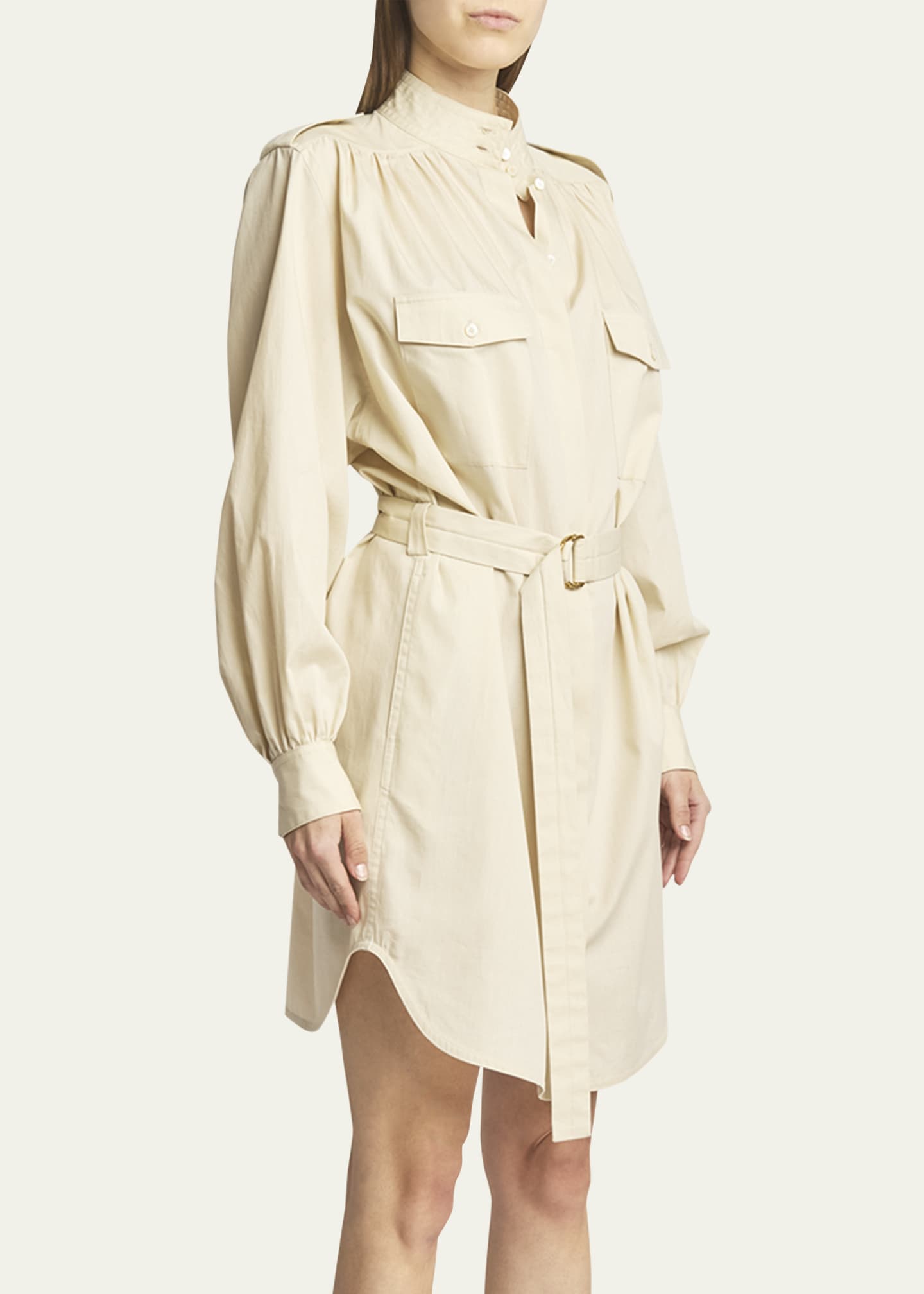 Chloe D-Ring Belted Short Cotton Poplin Shirt Dress - Bergdorf Goodman