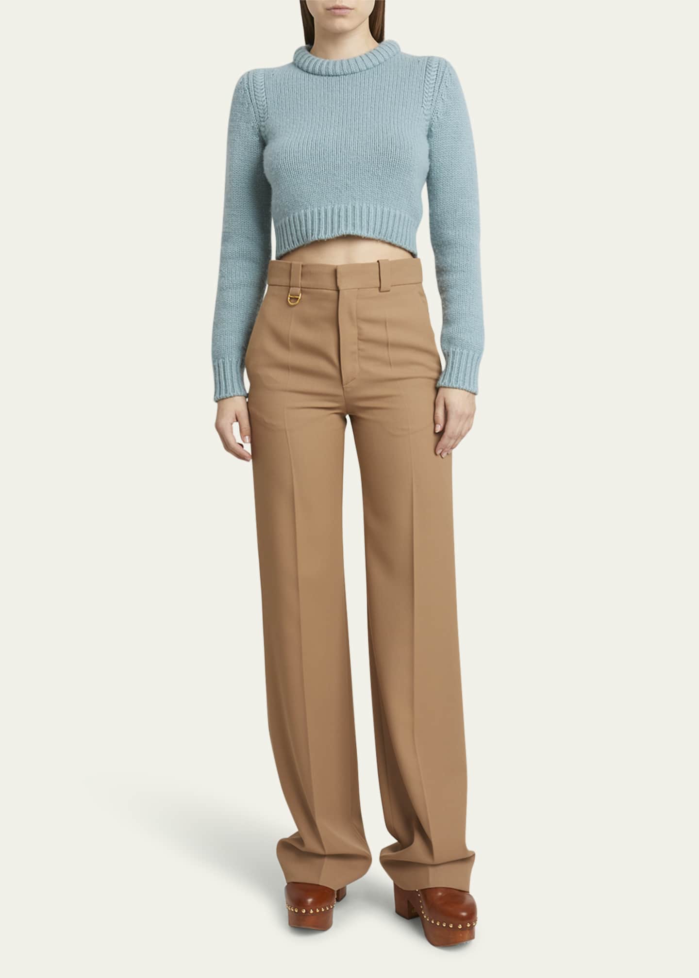 Chloe Roll Neck Cropped Cashmere Sweater - Bergdorf Goodman