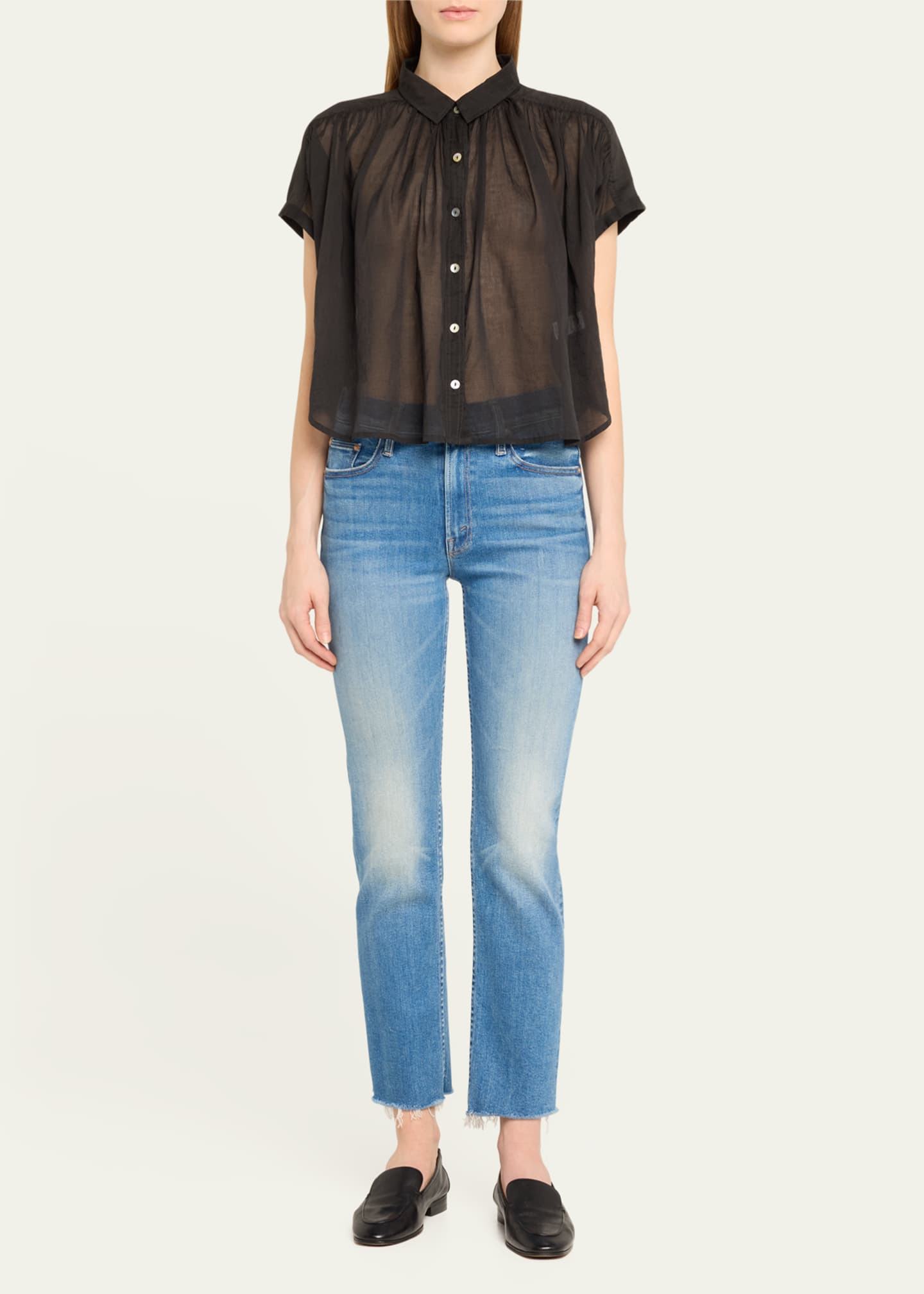 MOTHER The Mid-Rise Rider Flood Fray Jeans - Bergdorf Goodman