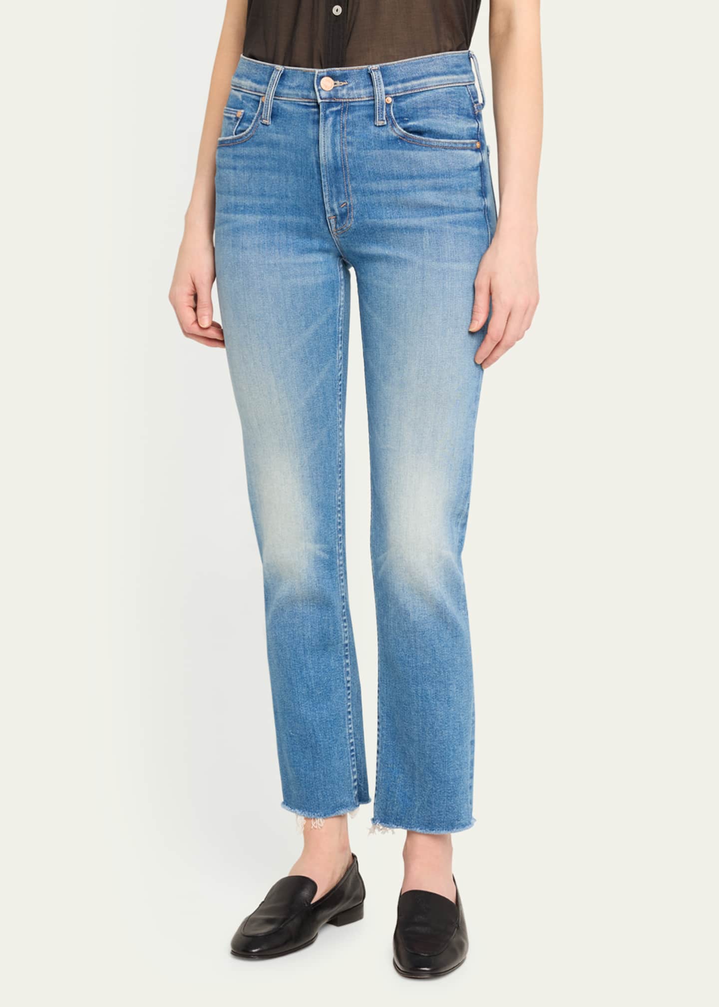 MOTHER The Mid-Rise Rider Flood Fray Jeans - Bergdorf Goodman