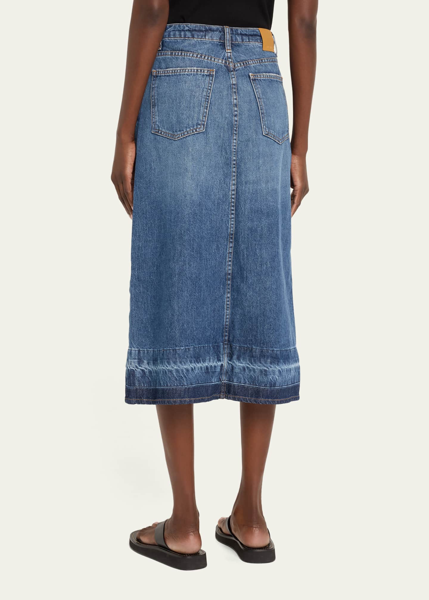 SIMKHAI Della Release-Hem Denim Midi Skirt - Bergdorf Goodman