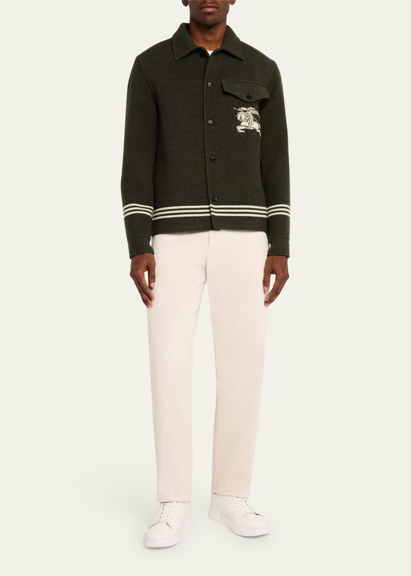 Burberry Men's Felted Stripe-Cuff Blouson Jacket - Bergdorf Goodman