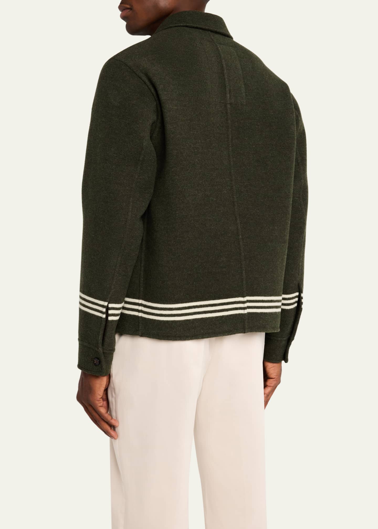 Burberry Men's Felted Stripe-Cuff Blouson Jacket - Bergdorf Goodman