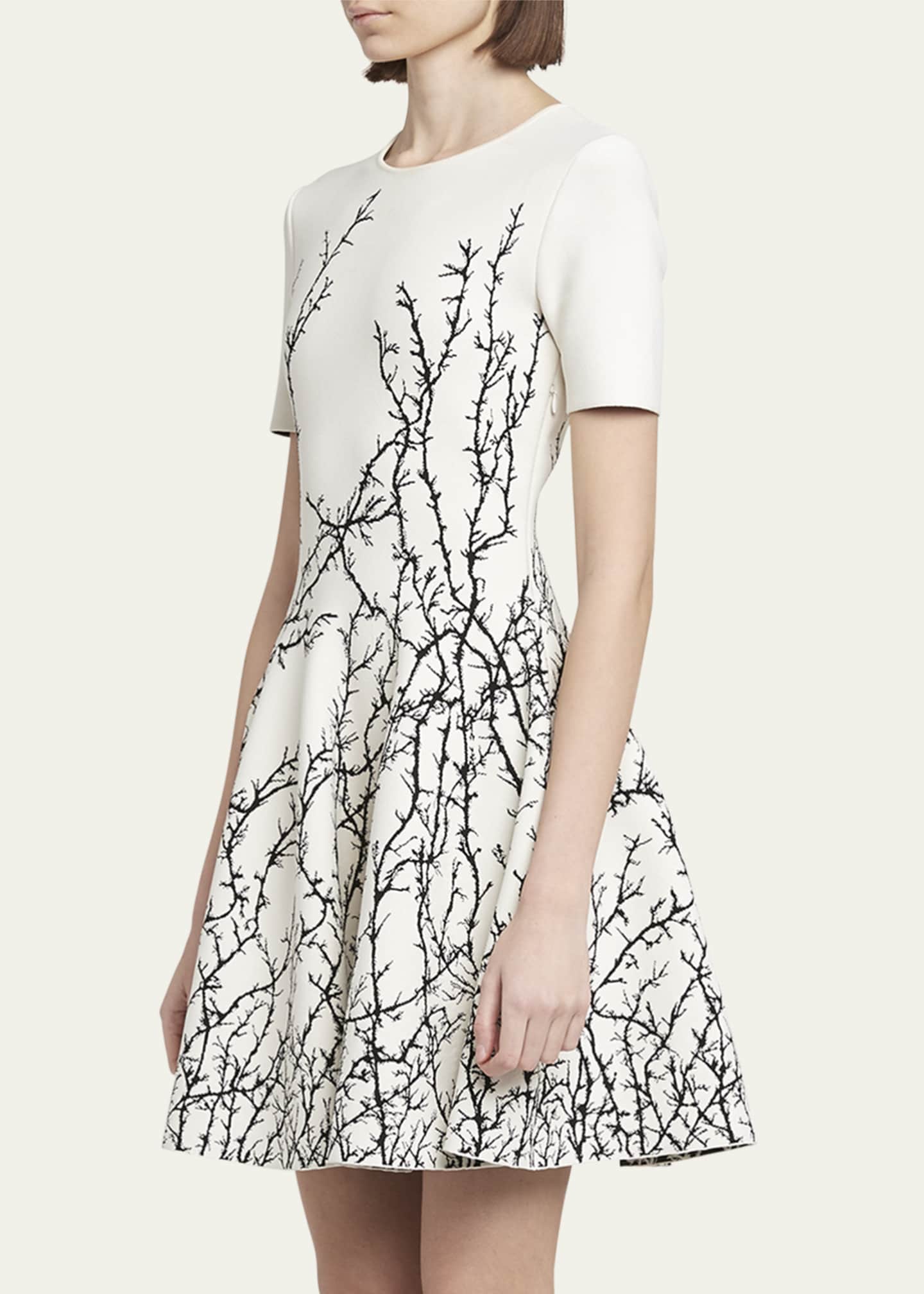 McQueen Thorn Embroidered Jacquard Flared Mini Dress - Bergdorf Goodman