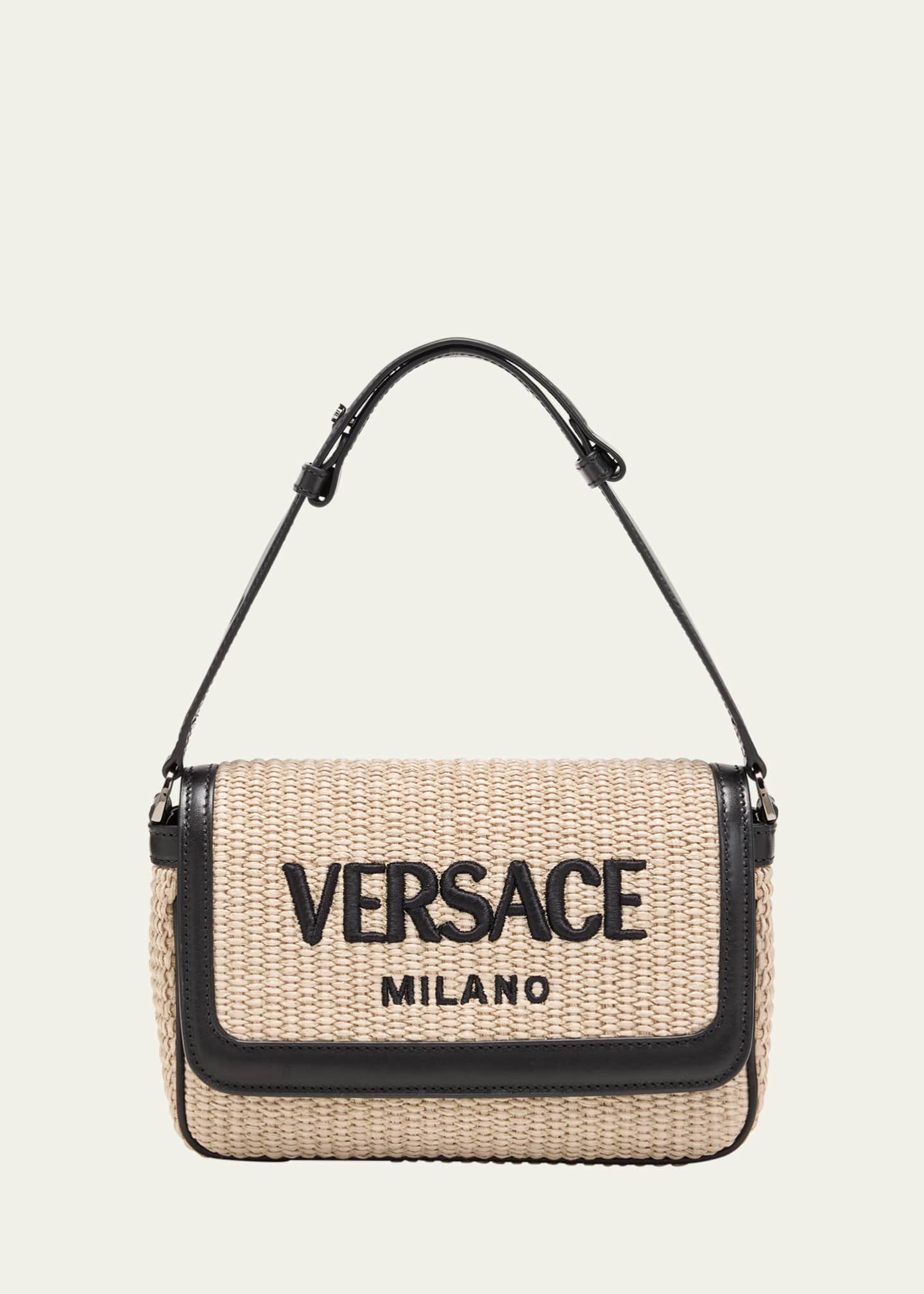 Versace Men's Embroidered Raffia Mini Crossbody Bag - Bergdorf Goodman
