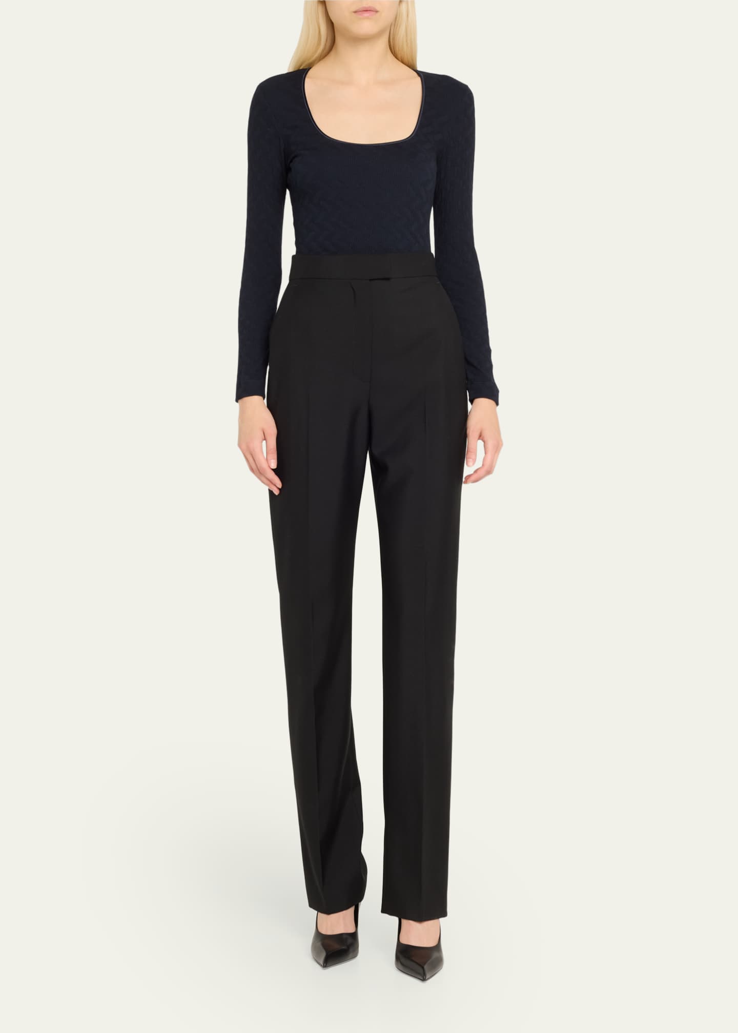 Giorgio Armani Textured Jersey Long-Sleeve Tee - Bergdorf Goodman