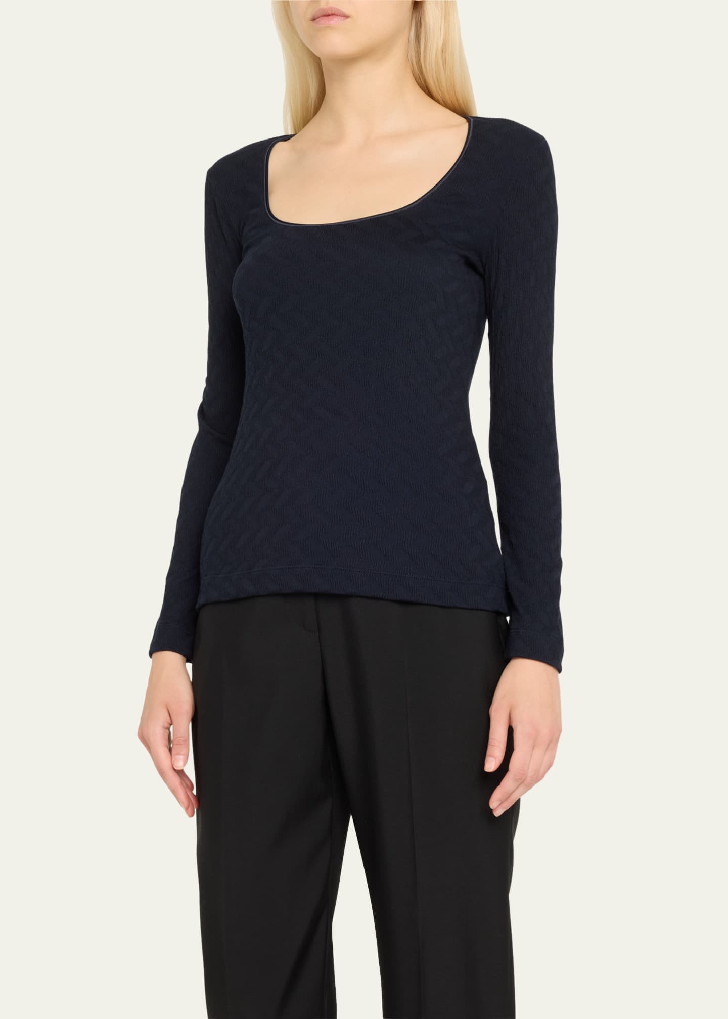Giorgio Armani Textured Jersey Long-Sleeve Tee - Bergdorf Goodman
