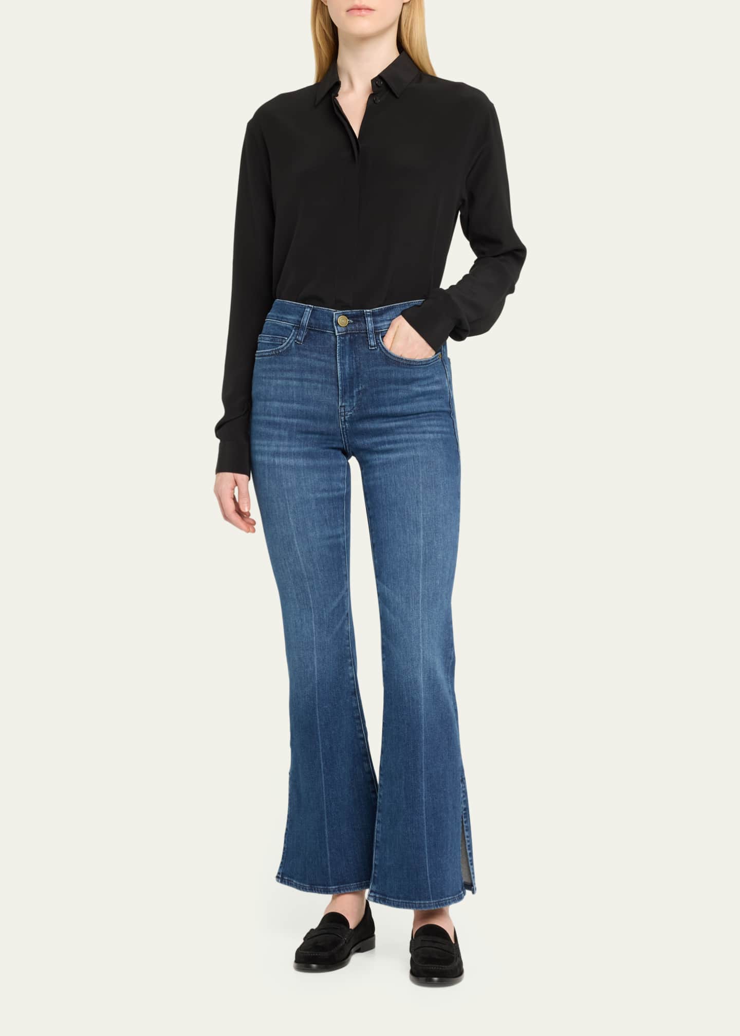 FRAME Le Easy Flare Side Slit Jeans - Bergdorf Goodman