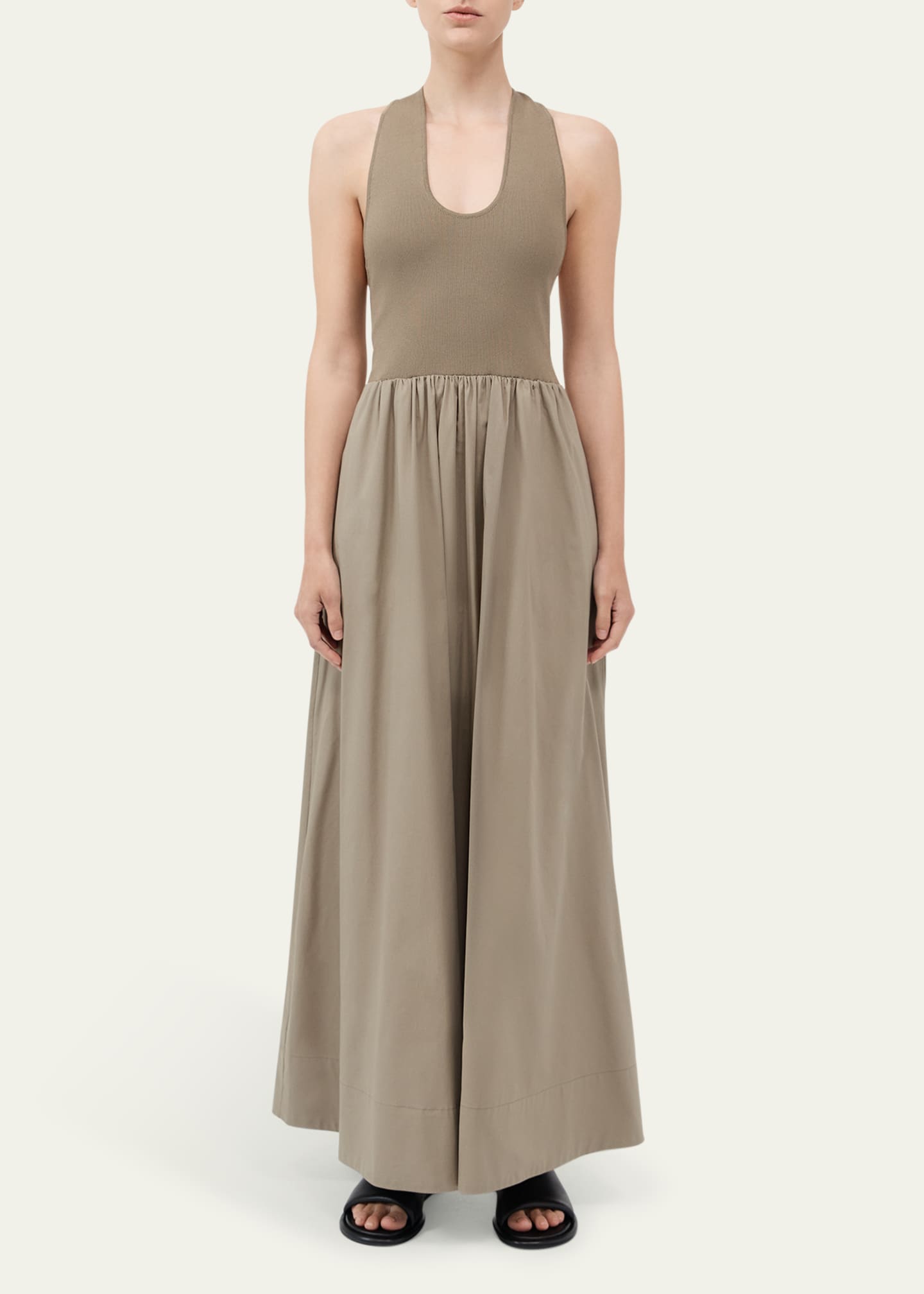 St. Agni Combo Plunge-Neck Maxi Dress - Bergdorf Goodman