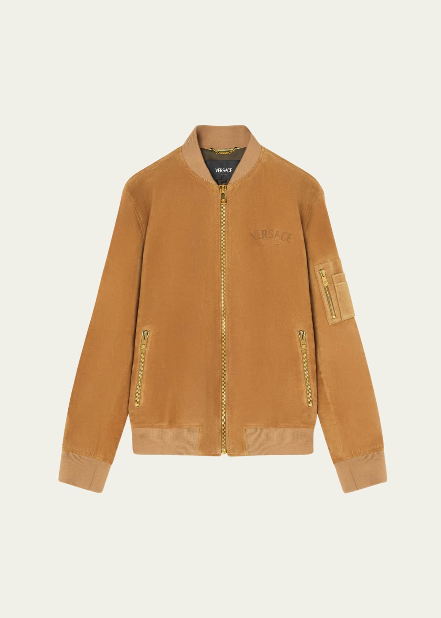 Versace Men's Embossed Suede Blouson Jacket - Bergdorf Goodman