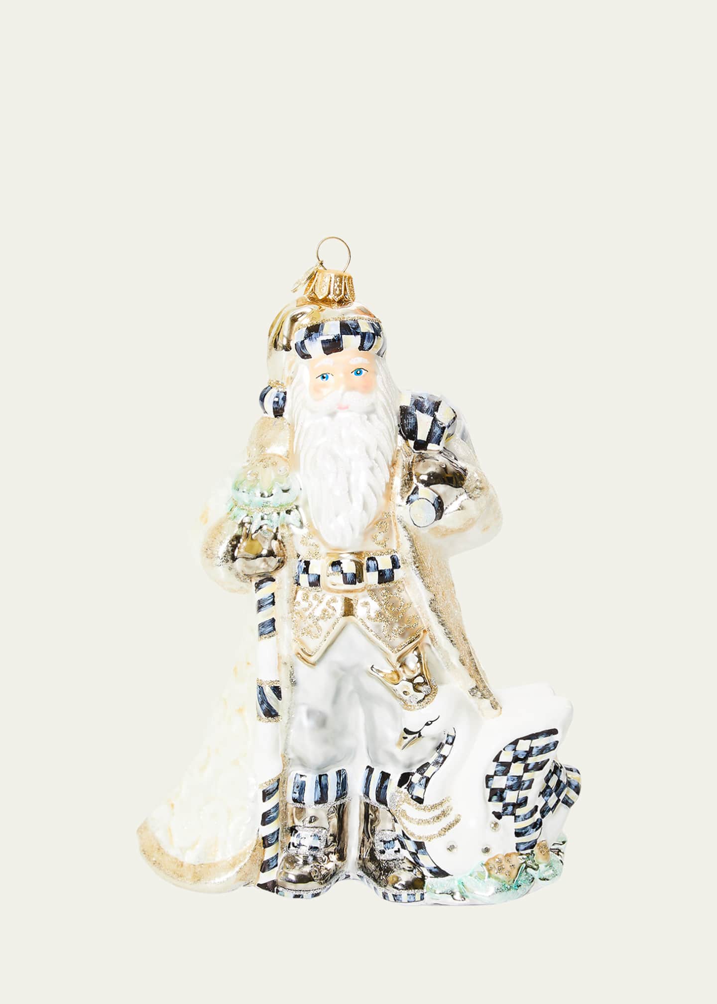 MacKenzie-Childs Crystal Palace Swan Santa Glass Christmas Ornament ...