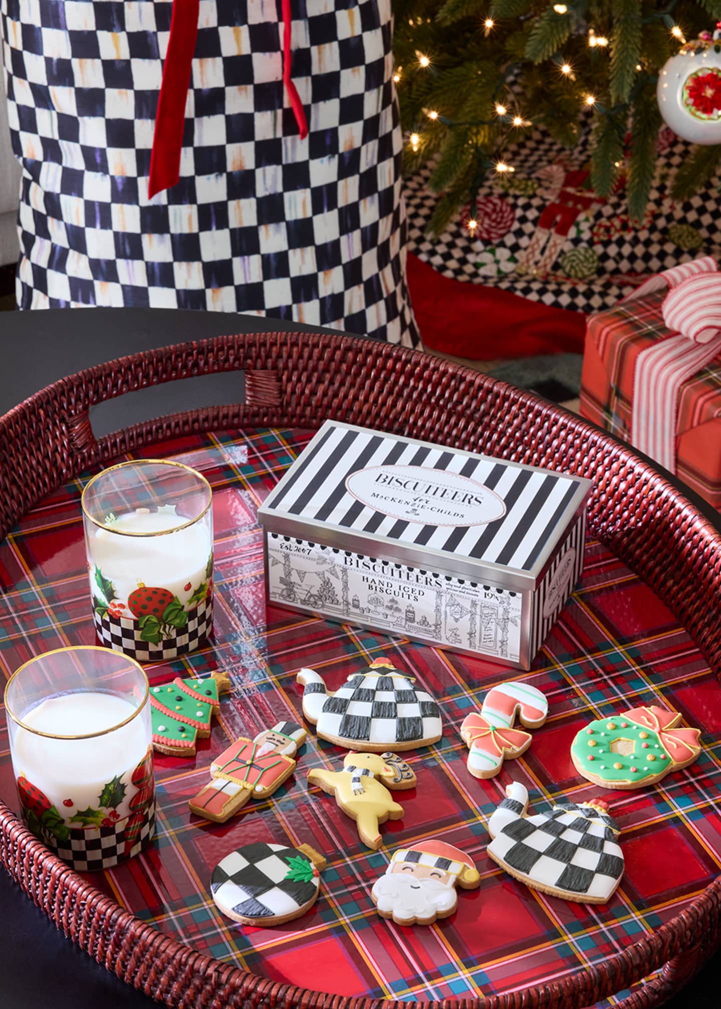 MacKenzie-Childs Tartan Rattan Large Serving Tray - Bergdorf Goodman
