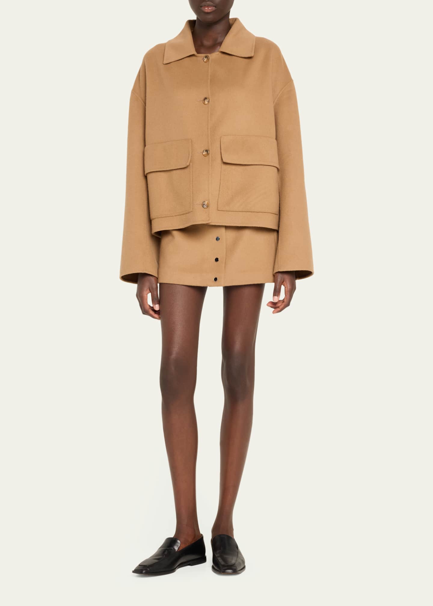 A.L.C. May Snap-Front Wool-Cashmere Mini Skirt - Bergdorf Goodman