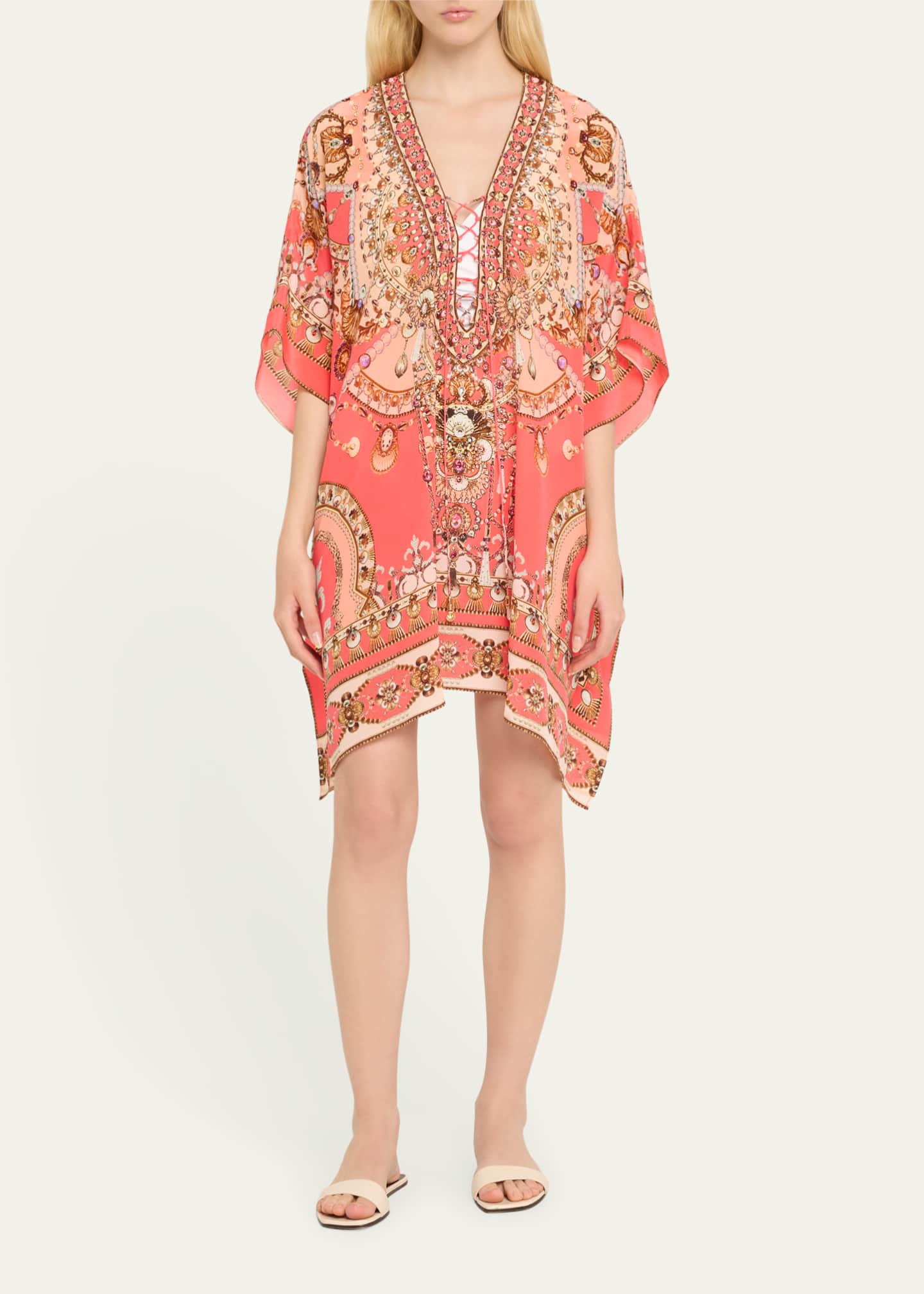 Camilla Shell Games Short Lace-Up Kaftan - Bergdorf Goodman