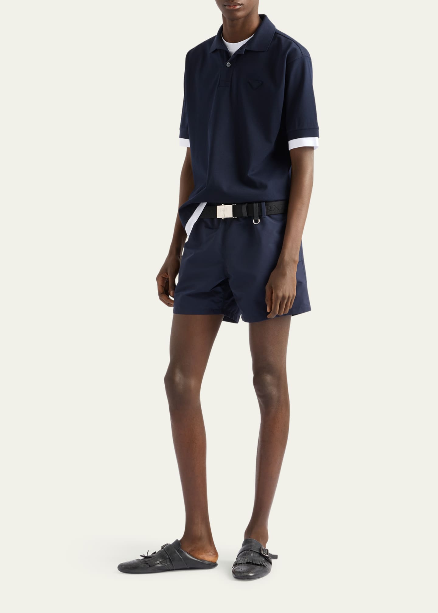 Prada Men's Double-Layer Polo Shirt - Bergdorf Goodman