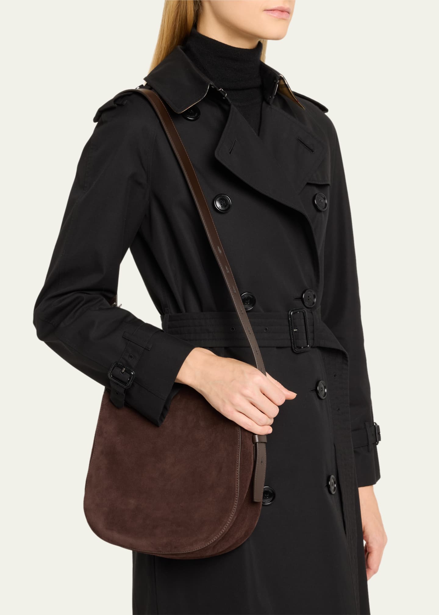 Burberry Knight Small Suede Shoulder Bag - Bergdorf Goodman