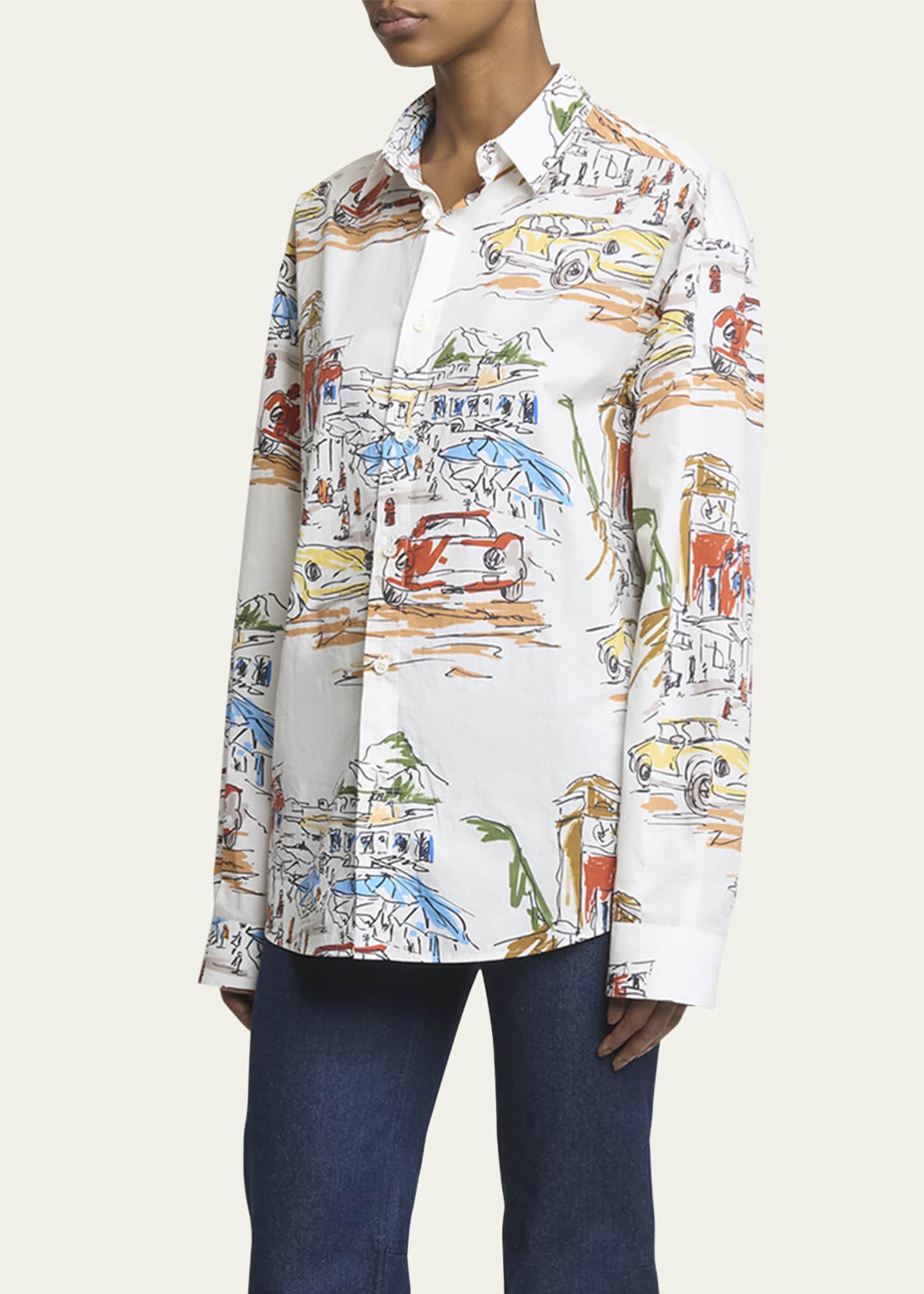 Jacquemus Simon Printed Button Down Blouse - Bergdorf Goodman