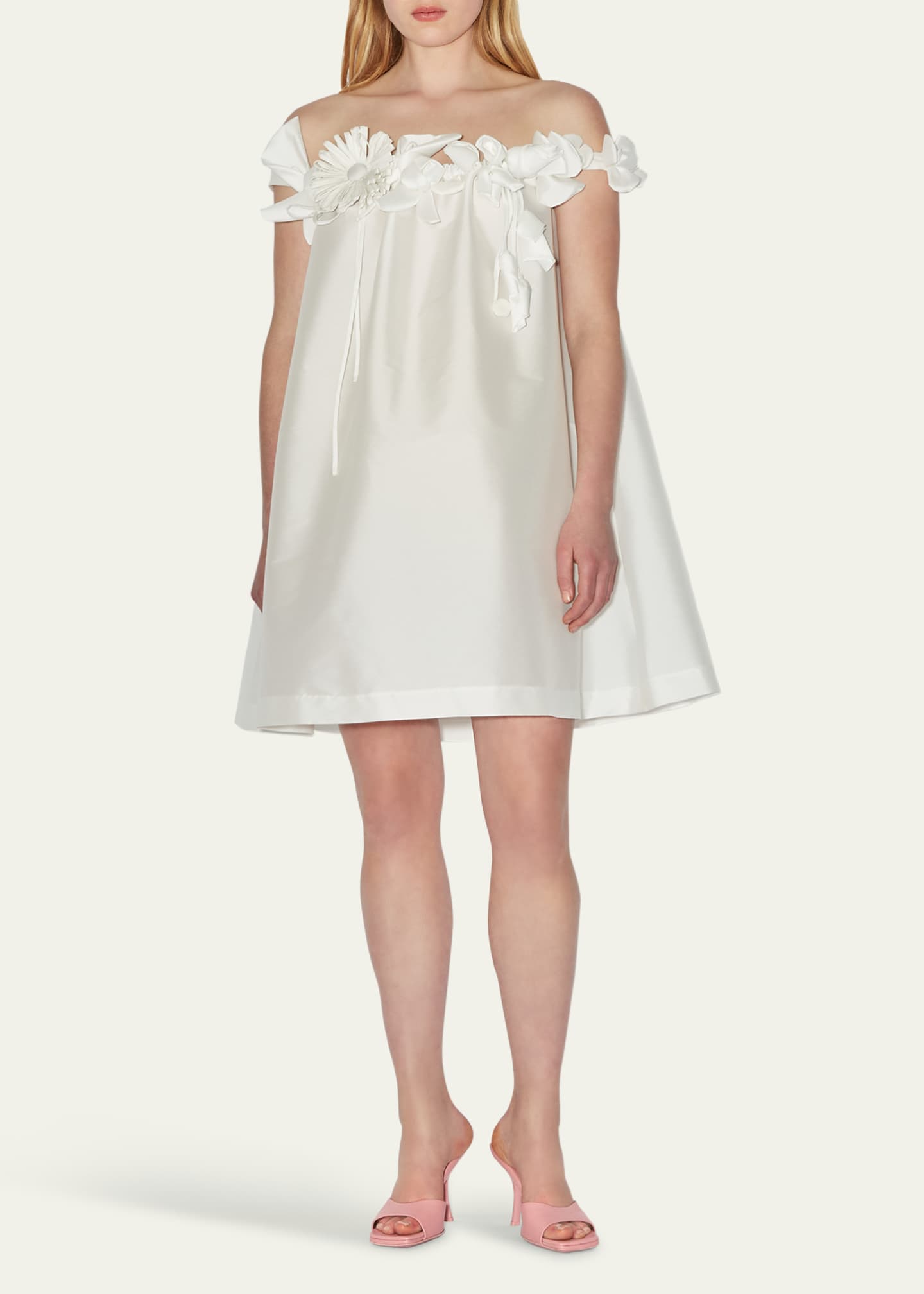BERNADETTE Flower Off-Shoulder Mini Dress - Bergdorf Goodman