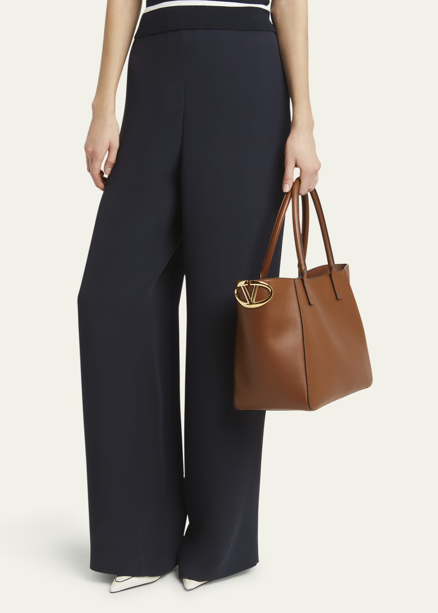 Valentino Garavani VLOGO Side Shopping Tote Bag in Nappa Calfskin ...