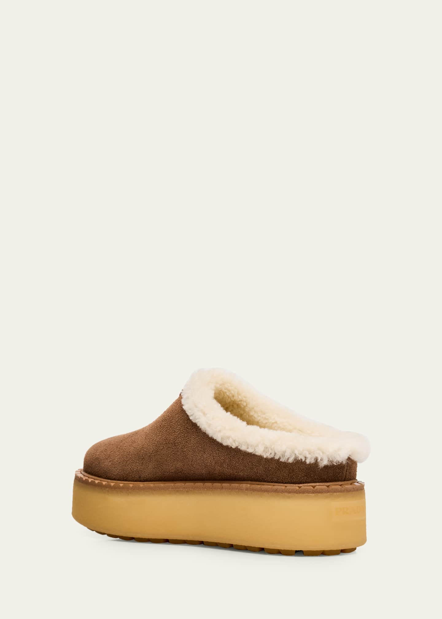 Prada Suede Shearling Cozy Platform Mules - Bergdorf Goodman