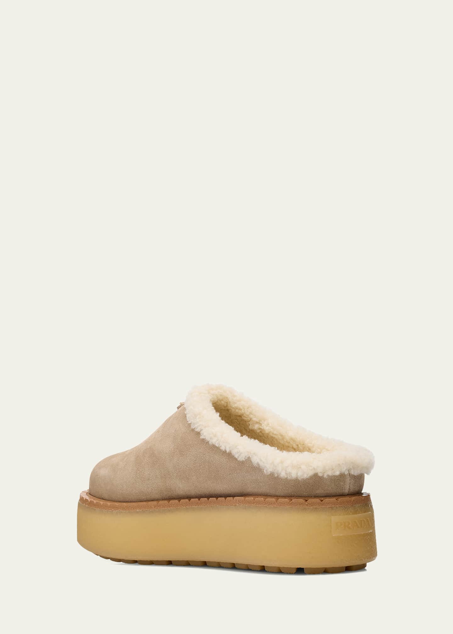 Prada Suede Shearling Cozy Platform Mules - Bergdorf Goodman