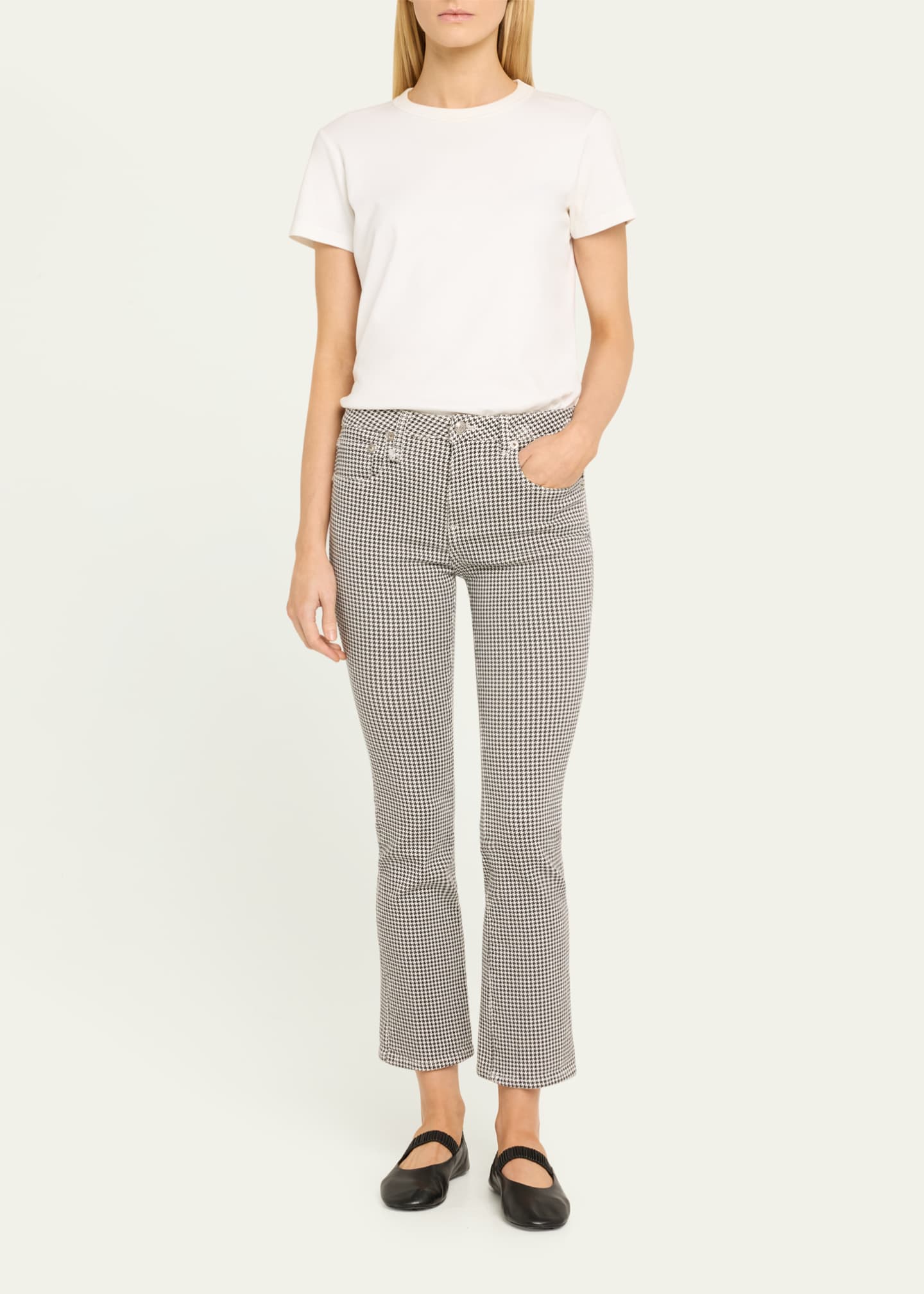 R13 Kick Fit Houndstooth Flare Jeans - Bergdorf Goodman
