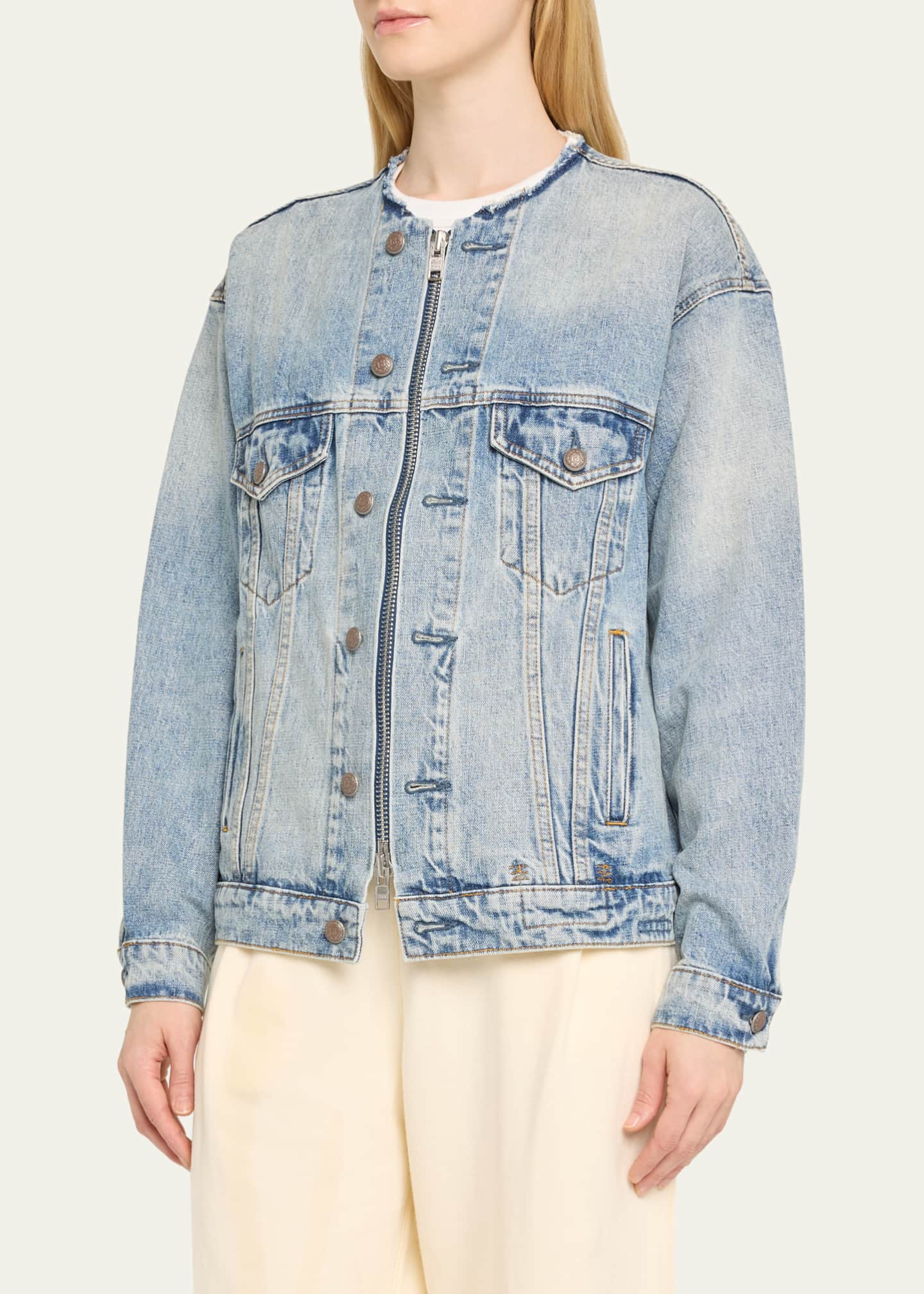 R13 Zip-Up Denim Trucker Jacket - Bergdorf Goodman