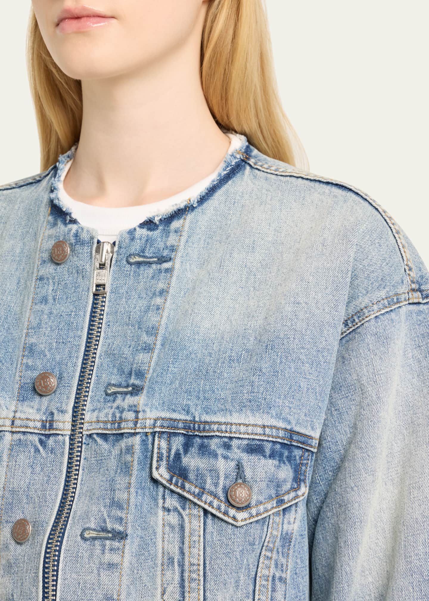 R13 Zip-Up Denim Trucker Jacket - Bergdorf Goodman