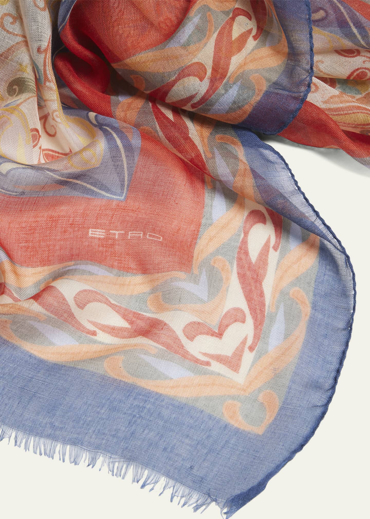 Etro Patterned Sheer Wool-Blend Scarf - Bergdorf Goodman