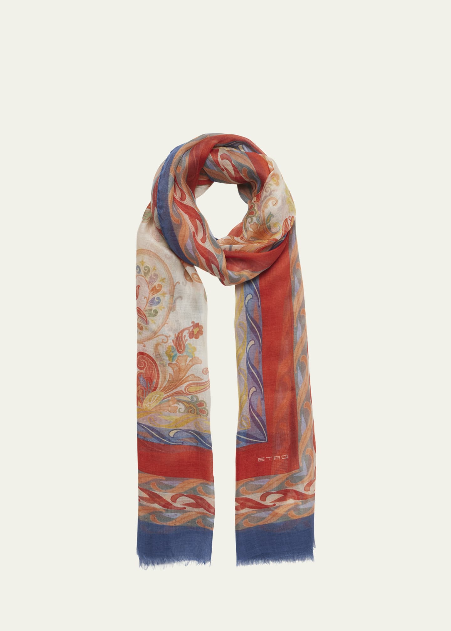 Etro Patterned Sheer Wool-Blend Scarf - Bergdorf Goodman