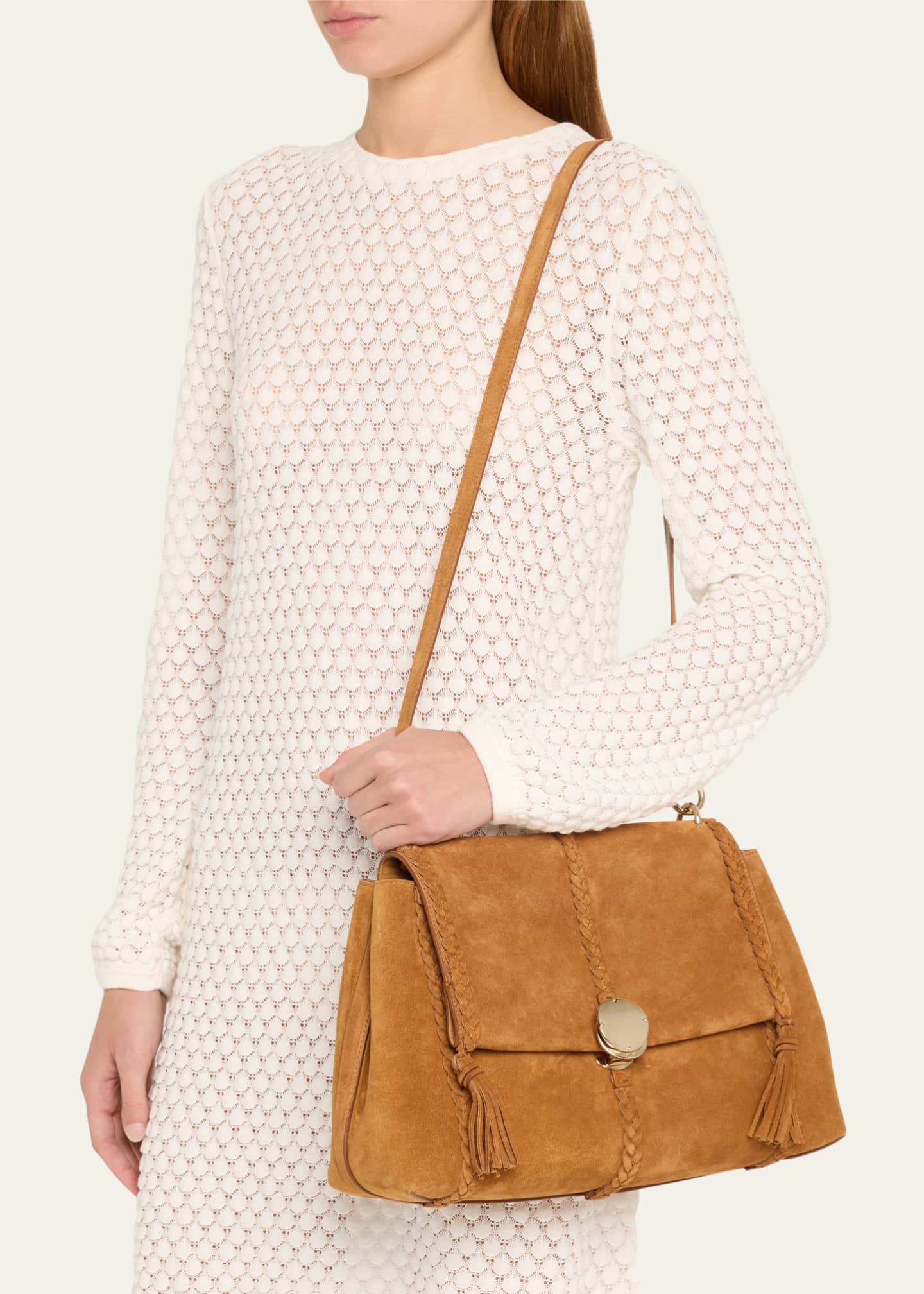 Chloe Penelope Flap Shoulder Bag in Suede Calfskin - Bergdorf Goodman
