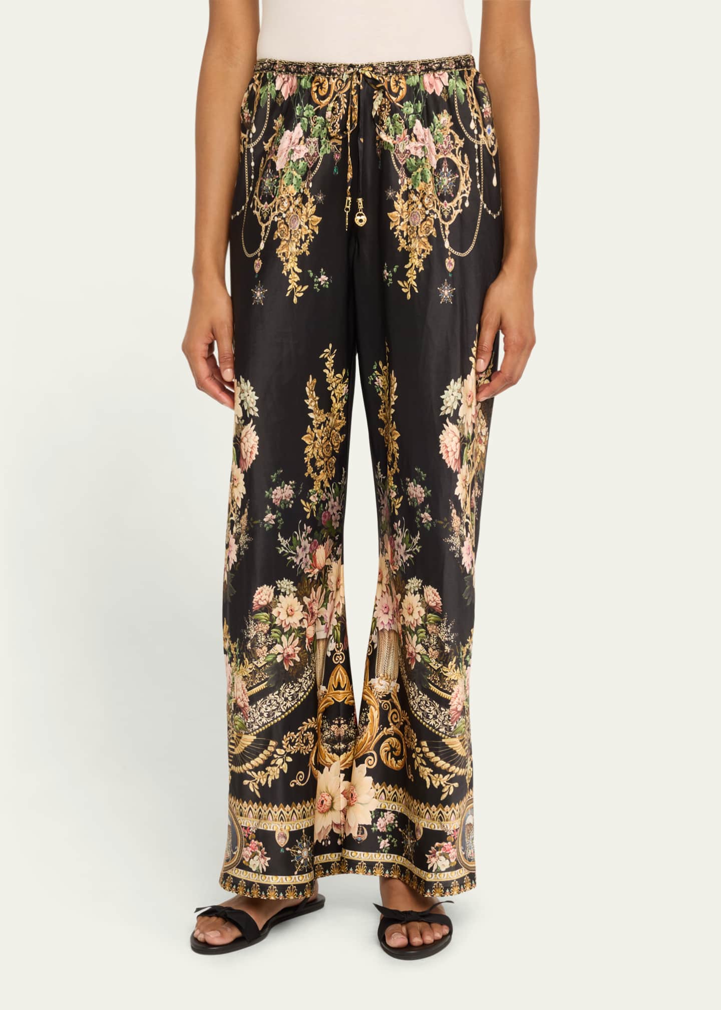 Camilla Bias-Cut Silk Wide-Leg Drawstring Pants - Bergdorf Goodman