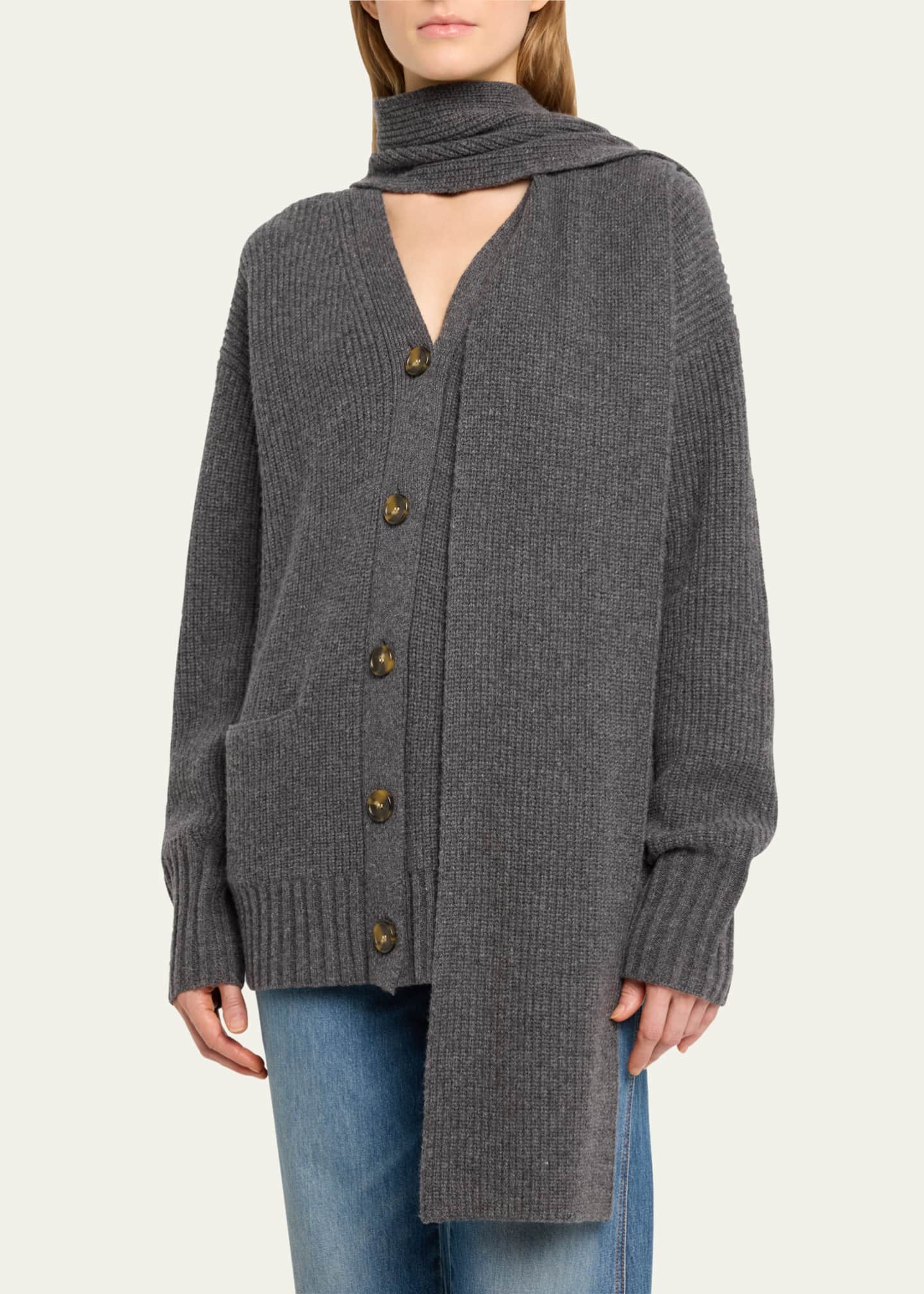 Veronica Beard Annalise Wool-Cashmere Scarf Cardigan - Bergdorf Goodman