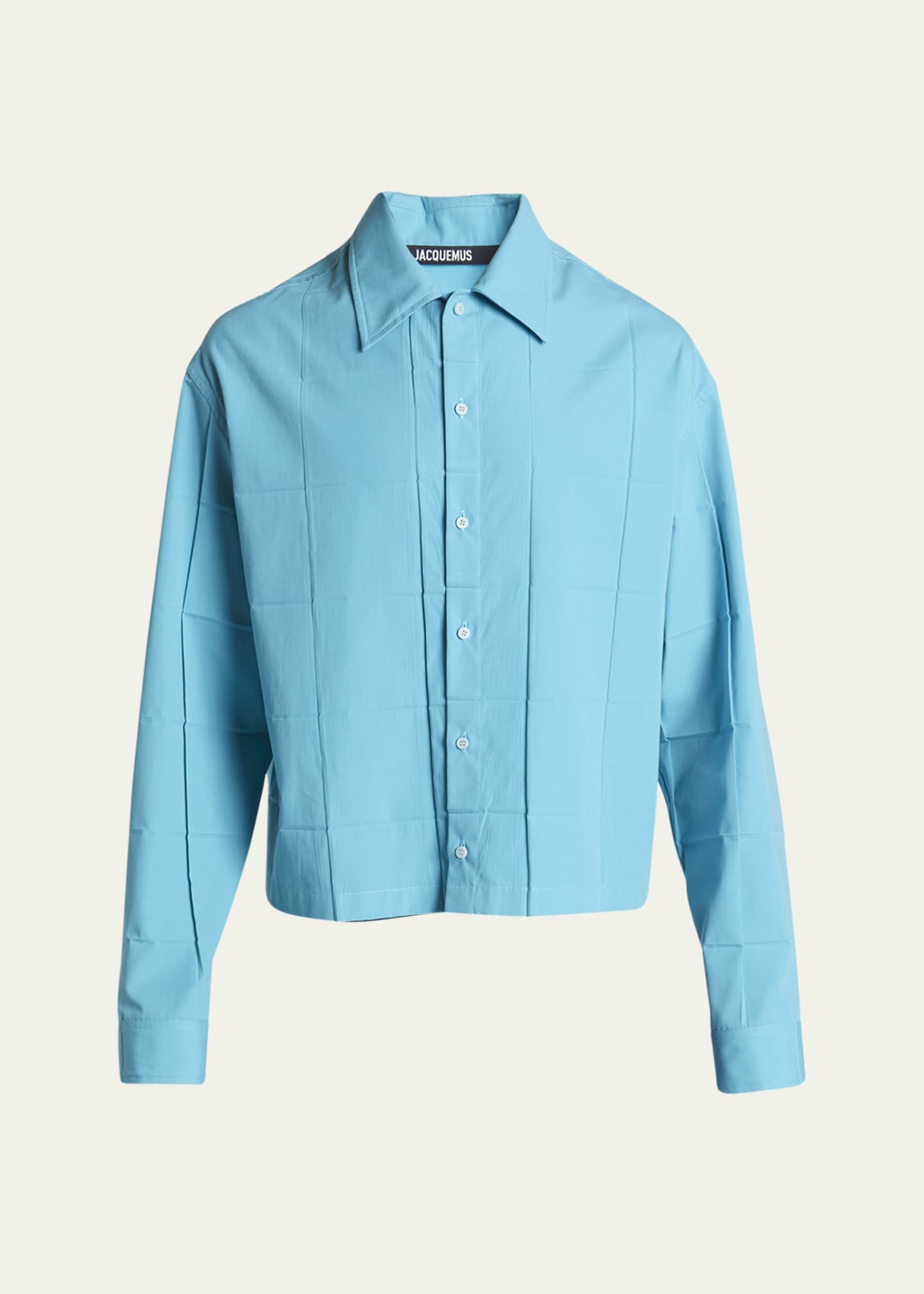 Jacquemus Men's Square Pleat Button-Down Shirt - Bergdorf Goodman