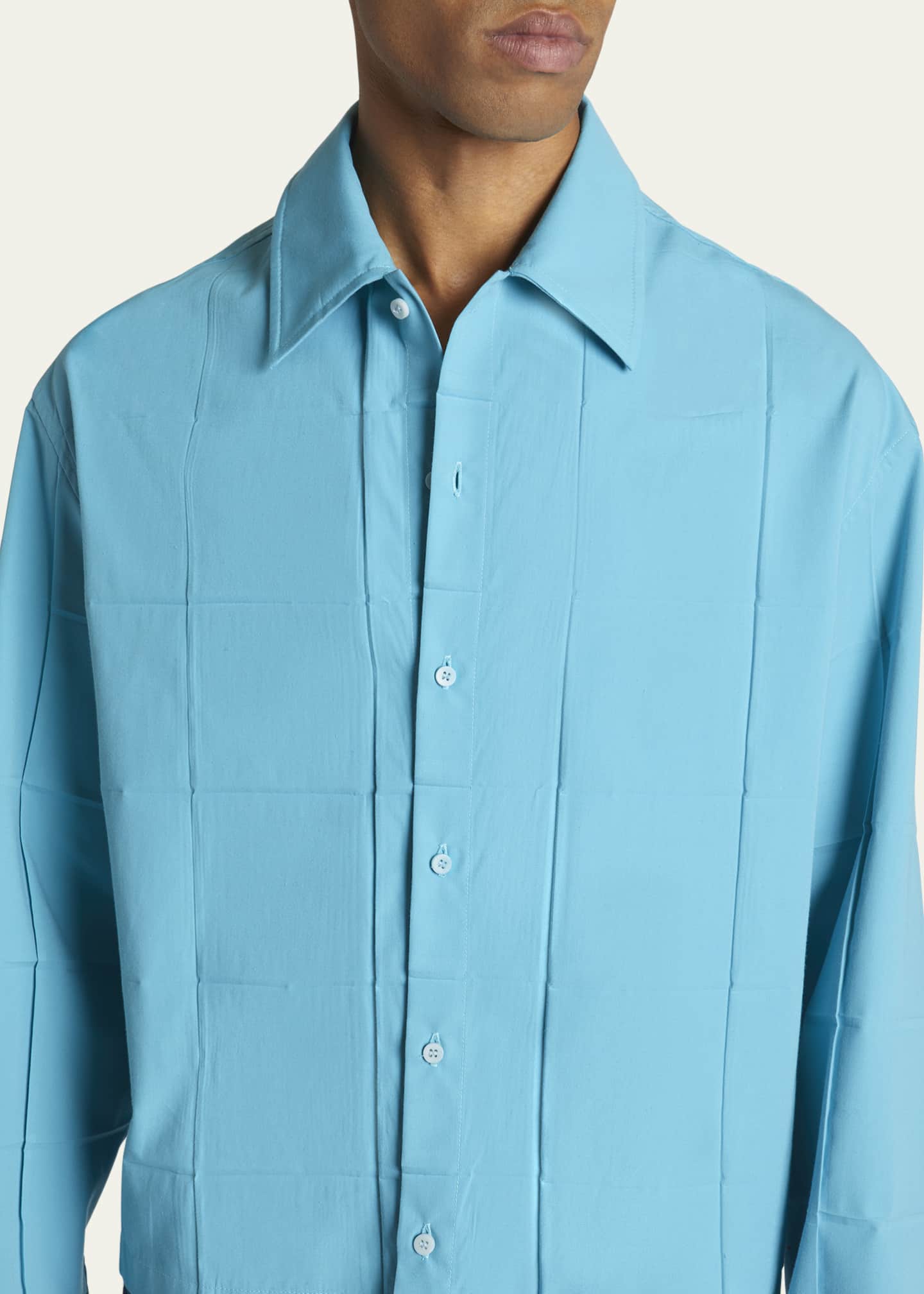 Jacquemus Men's Square Pleat Button-Down Shirt - Bergdorf Goodman