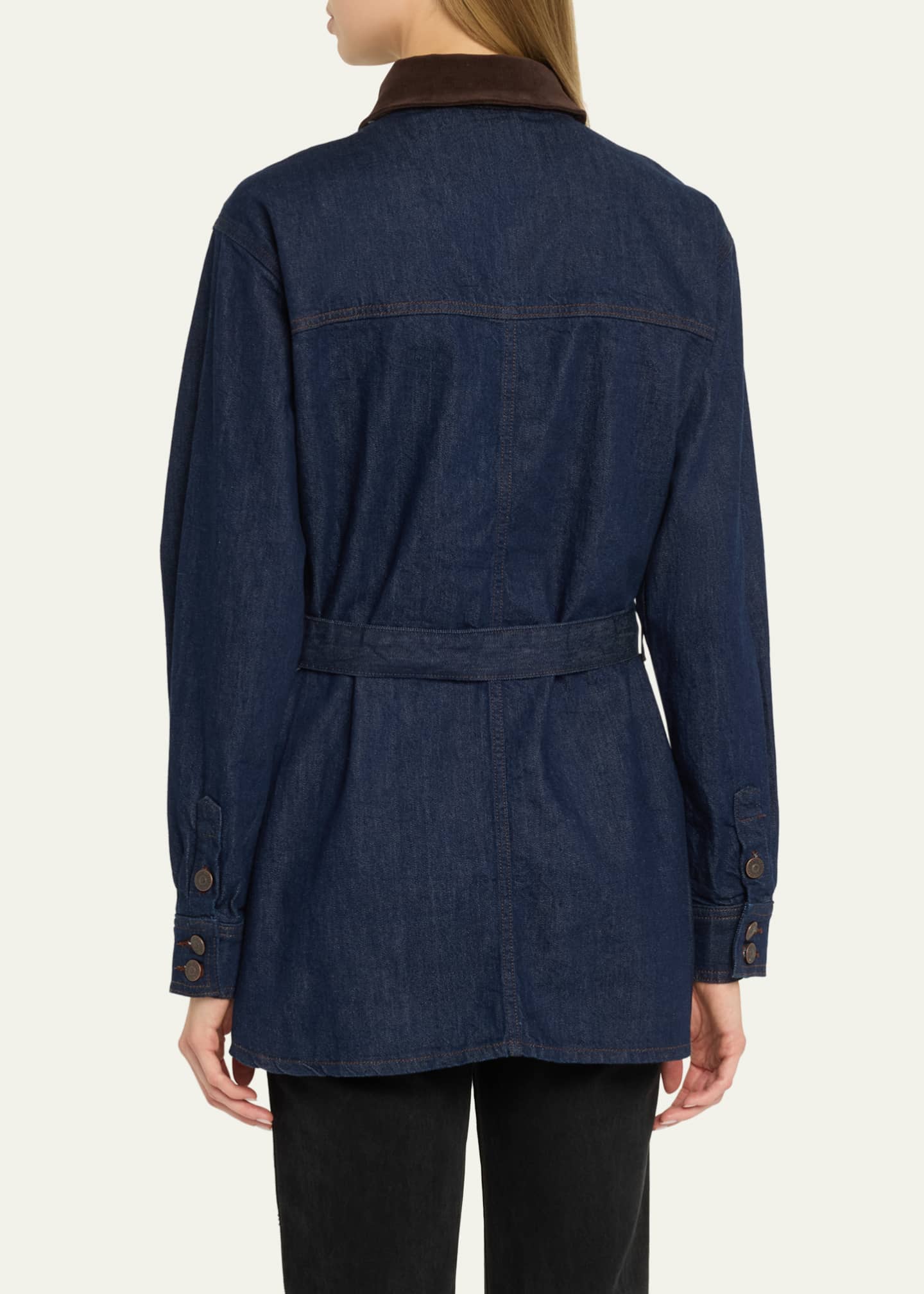 Veronica Beard Mikaela Belted Denim Shacket - Bergdorf Goodman