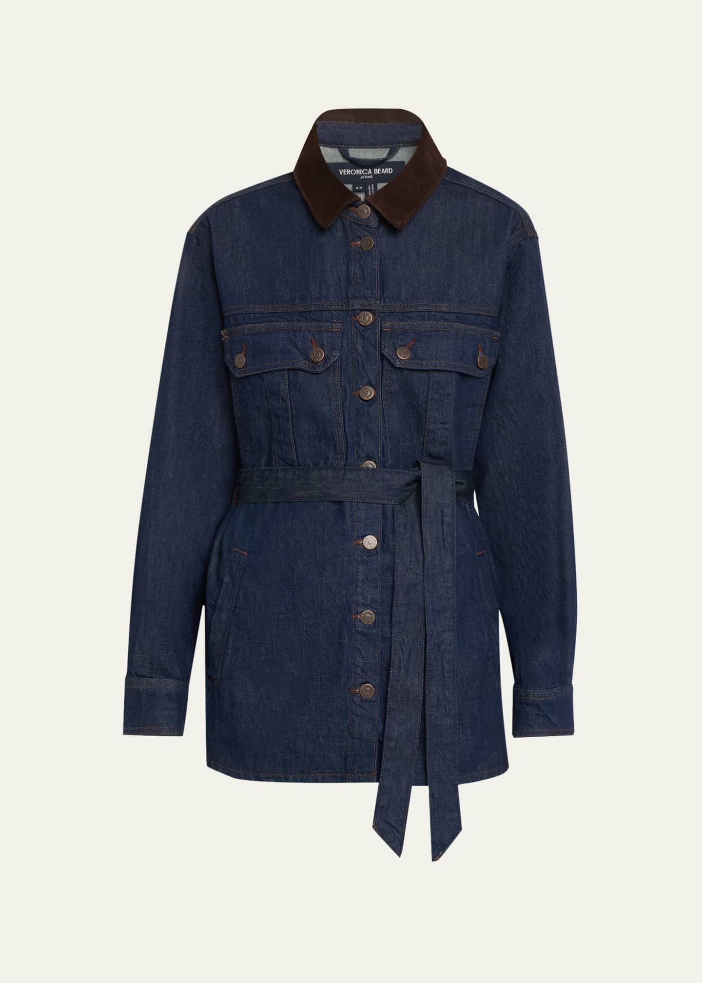 Veronica Beard Mikaela Belted Denim Shacket - Bergdorf Goodman